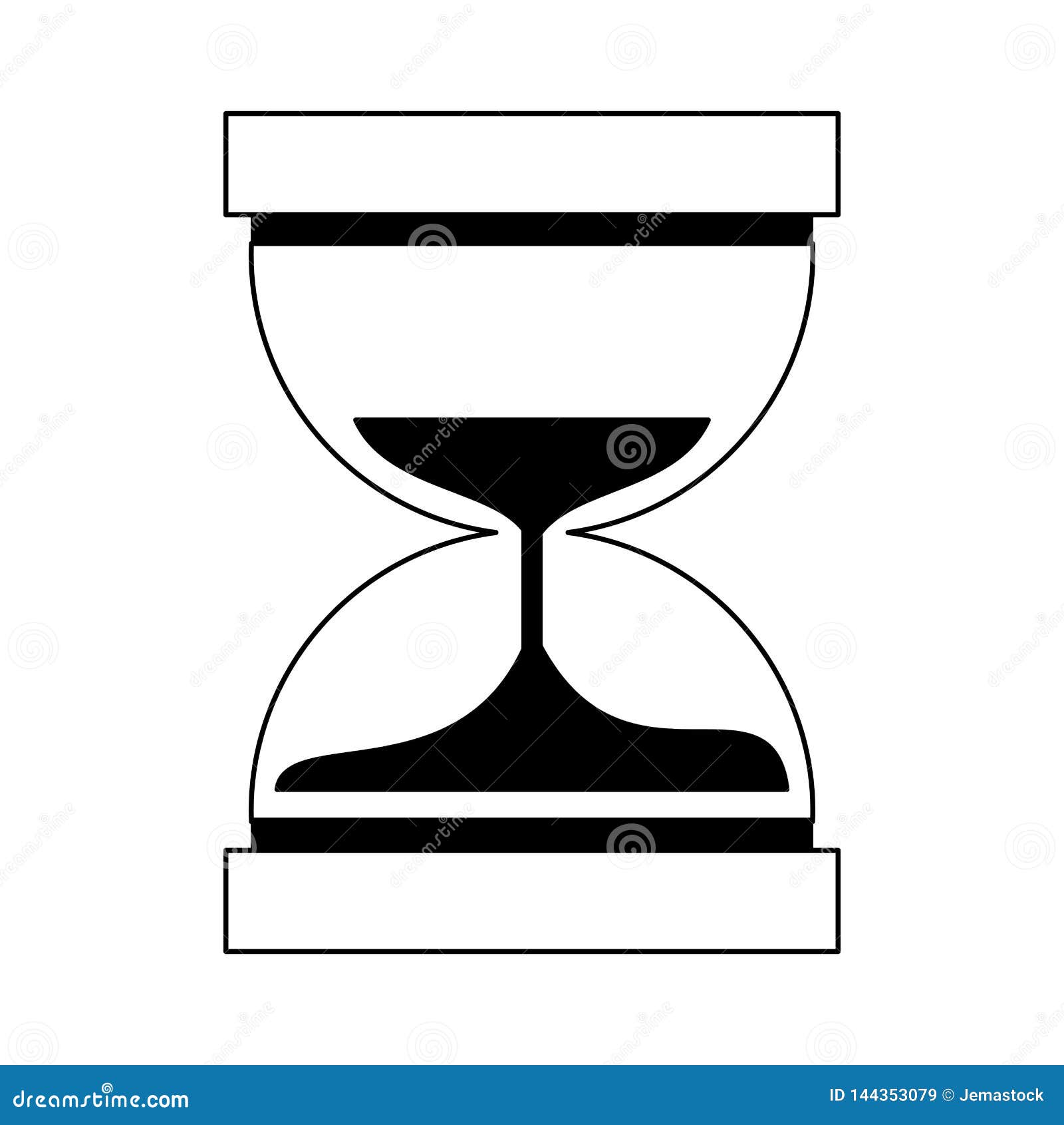 Hourglass Antique Timer Symbol in Black and White Stock Vector ...