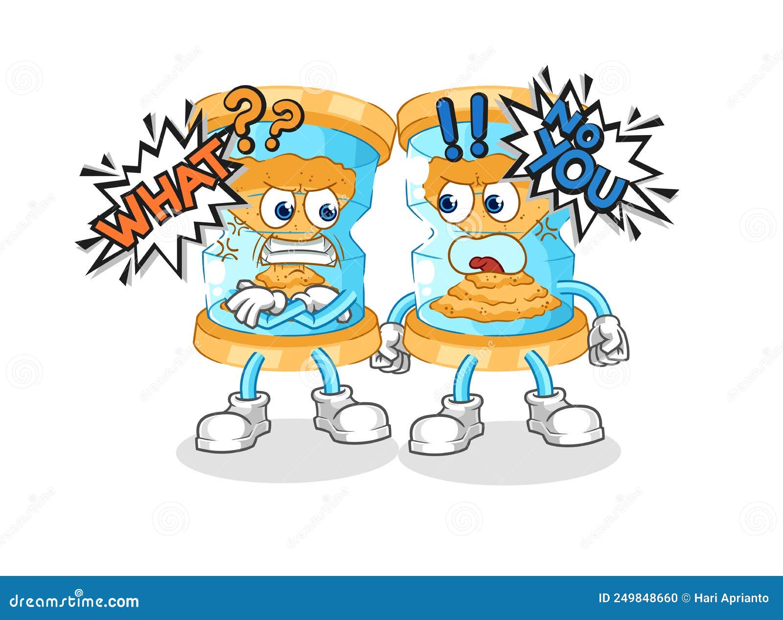 Hourglass Arguing Each Other Cartoon Vector | CartoonDealer.com #249848660
