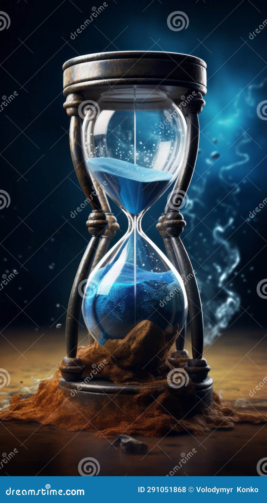 An Hourglass with Blue Liquid Pouring Out, Symbolizing the Passage of ...
