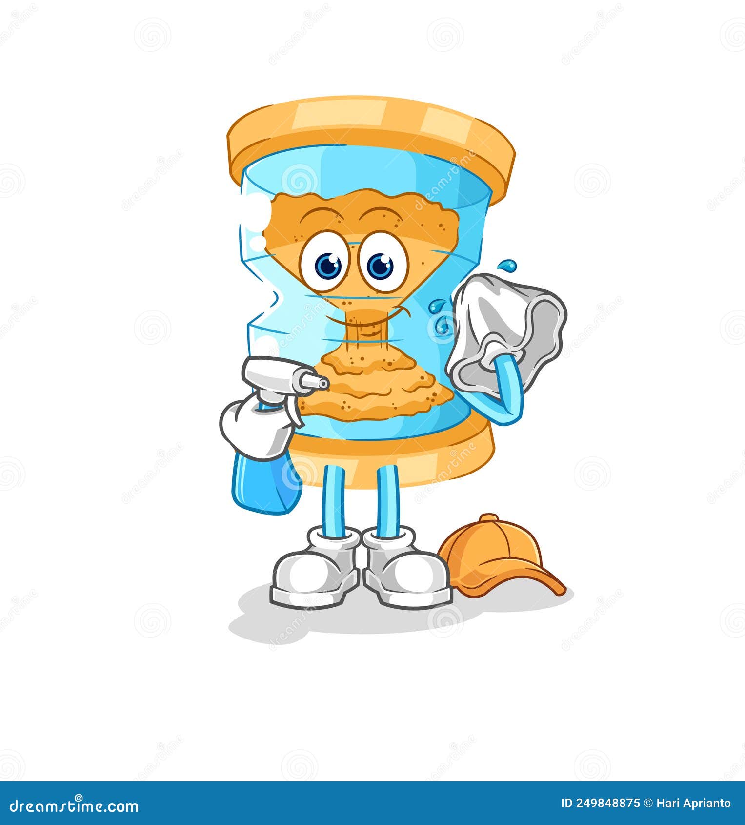 Hourglass Cleaner Vector. Cartoon Character Stock Vector - Illustration ...