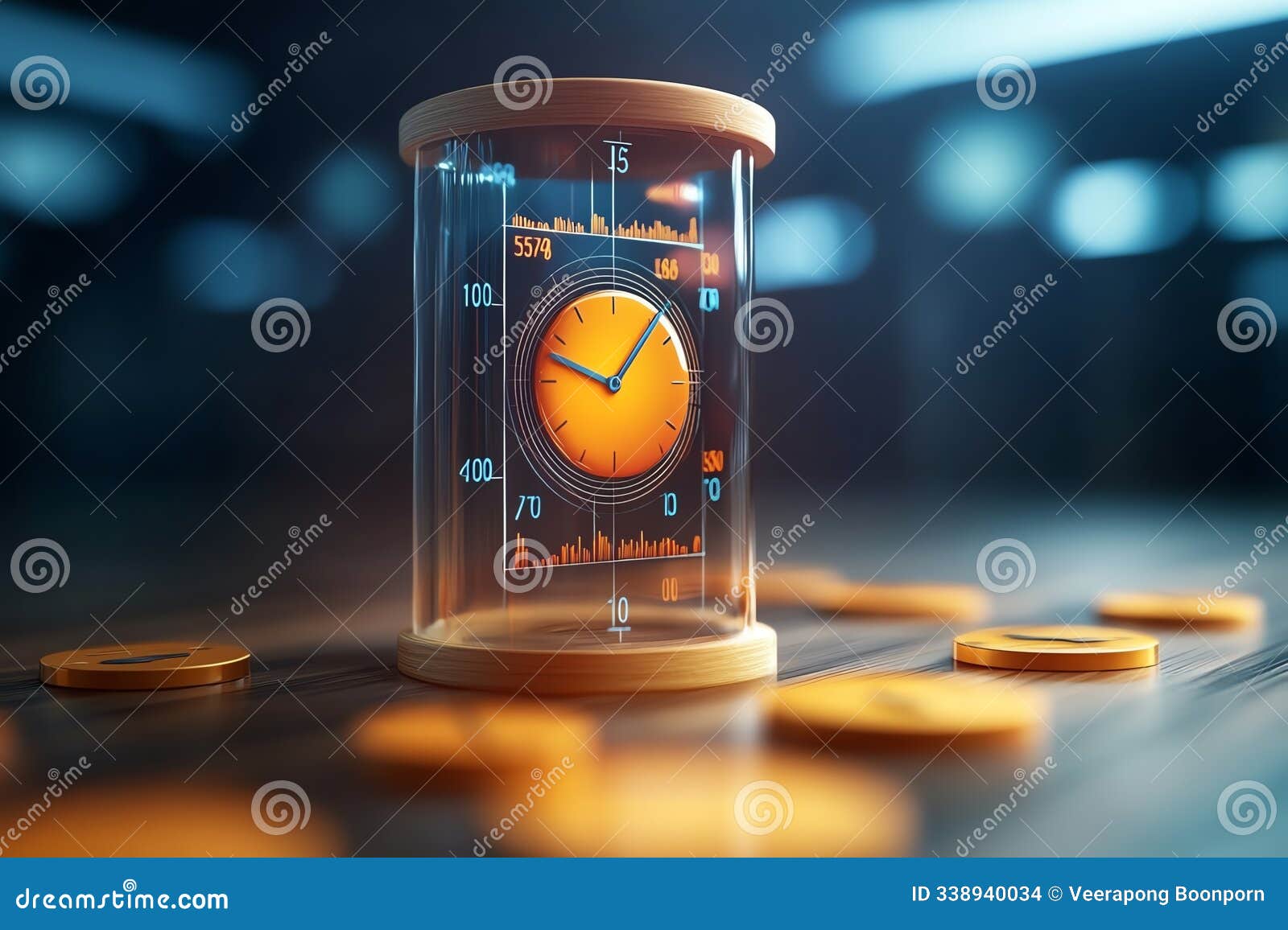 Hourglass with a Clock, Representing Time Management and Efficiency ...