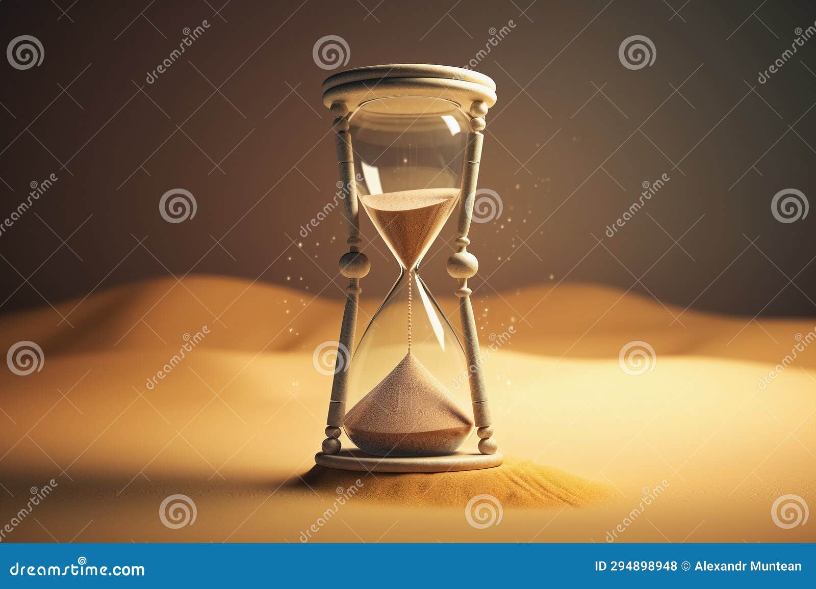 Hourglass Clock on Sand of Desert. Stock Photo - Image of natural ...