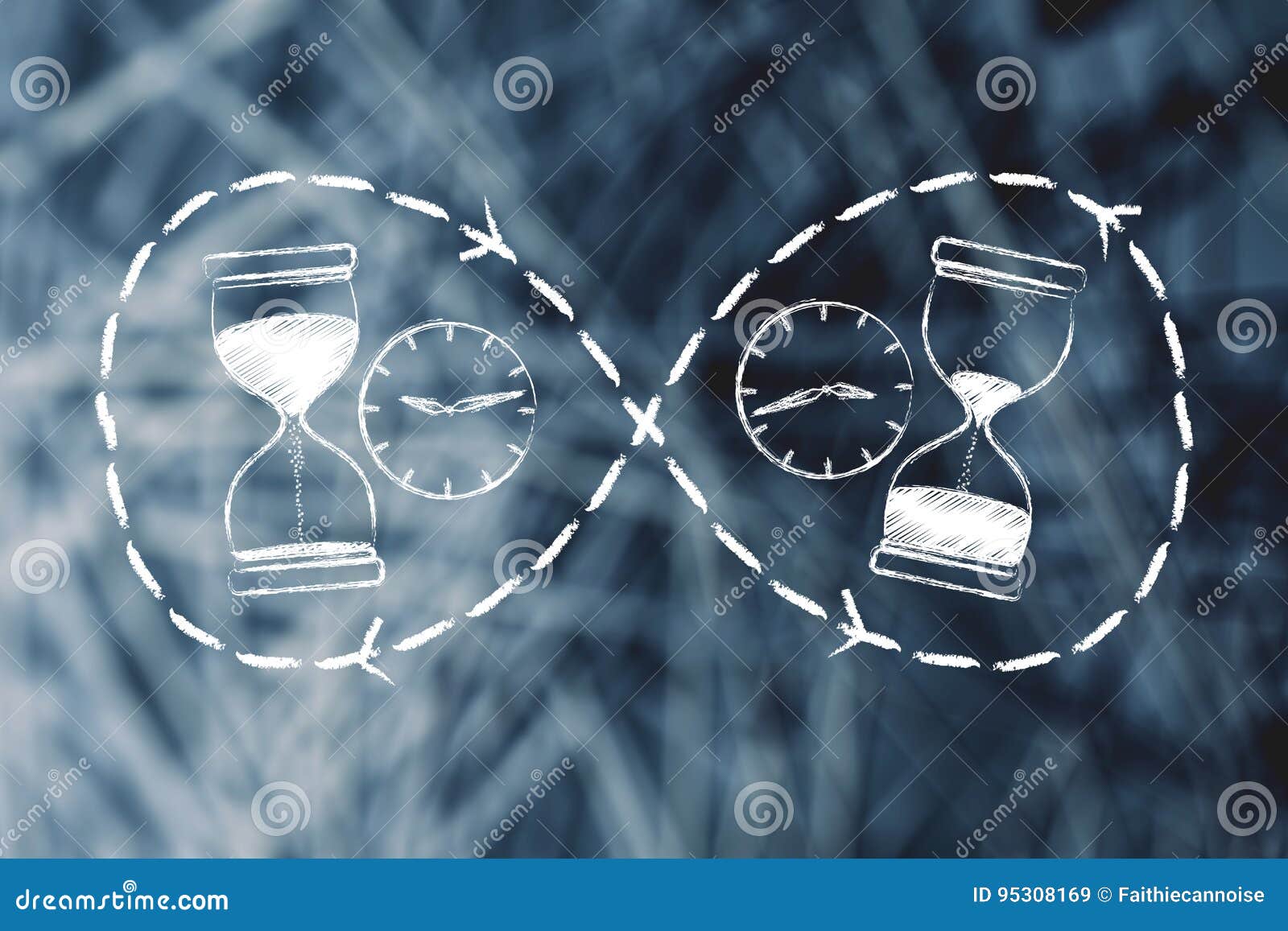 Hourglass and Clock before and after Time Passing Stock Illustration ...