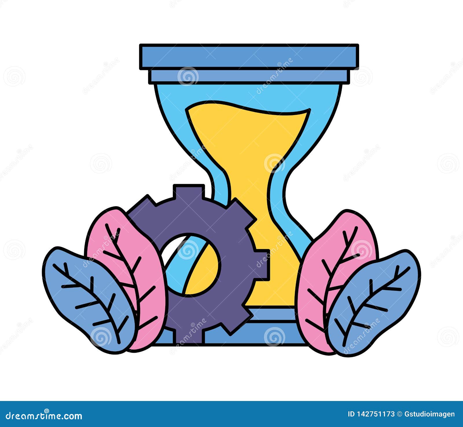 Hourglass clock time work stock vector. Illustration of machine - 142751173
