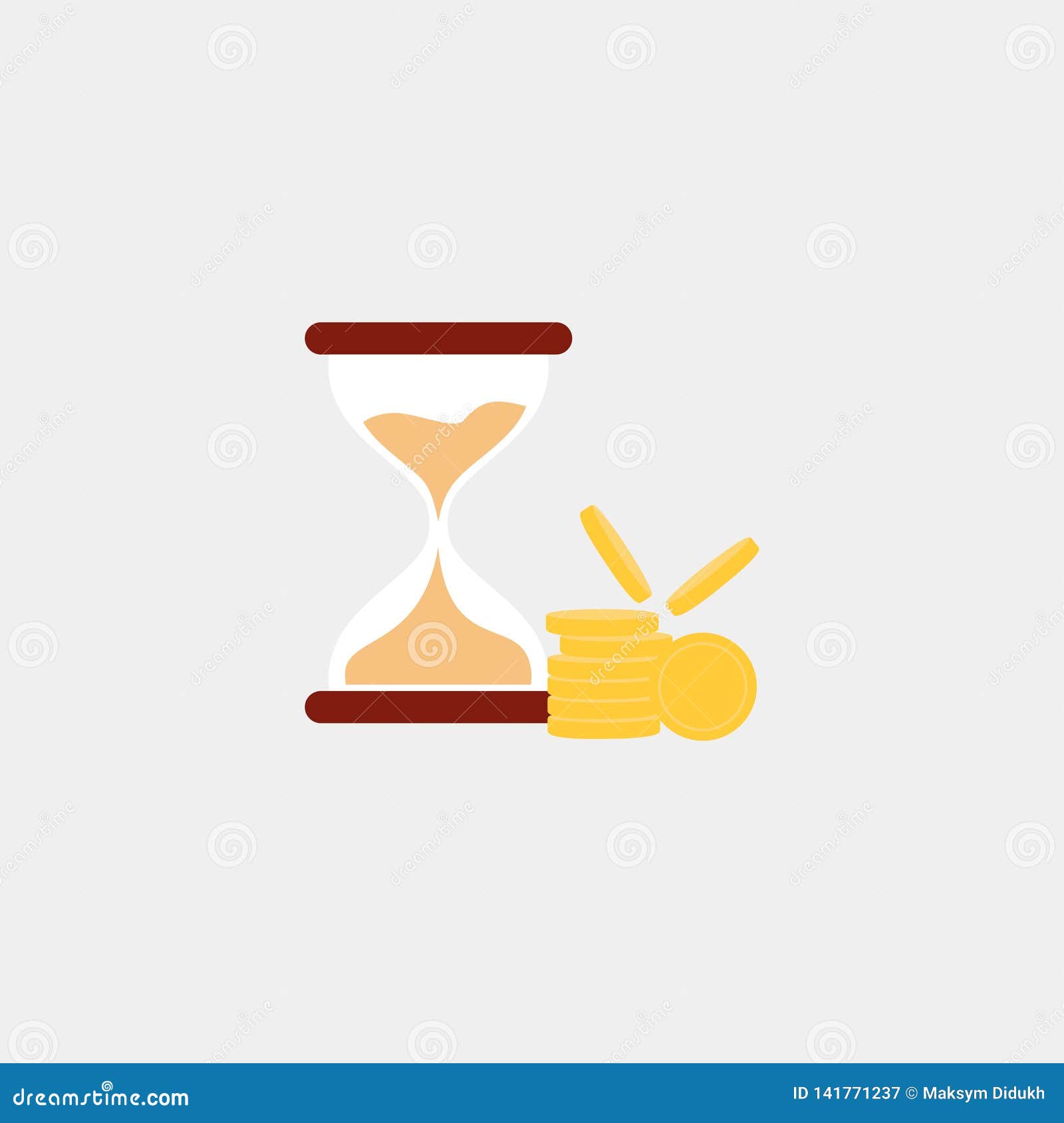 Hourglass with Coins Icon. Time. Vector Illustration. EPS 10 Stock ...