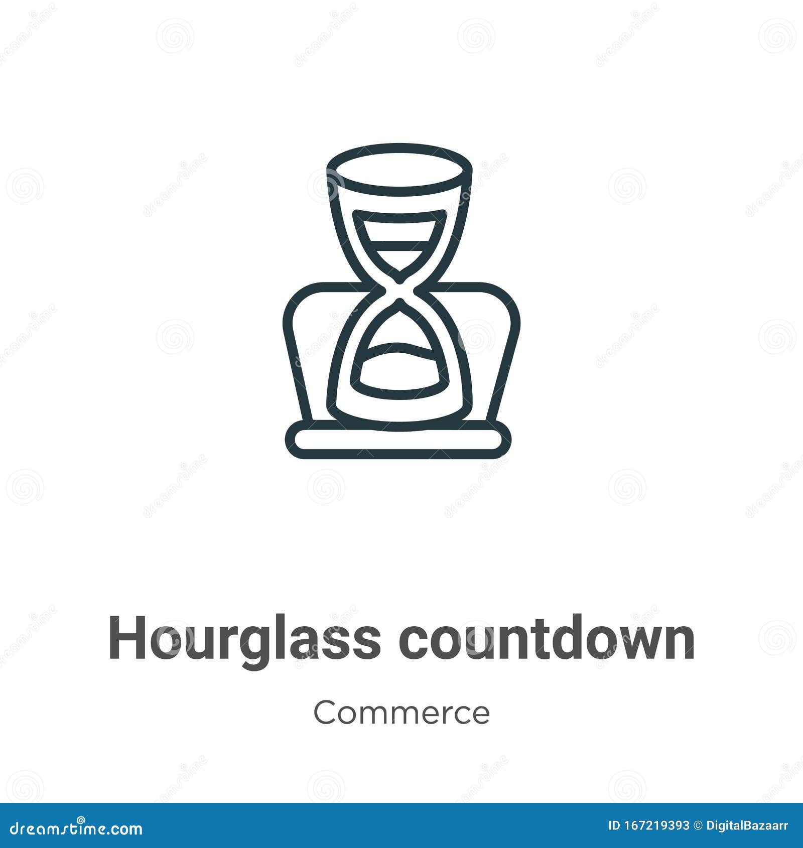 Hourglass Countdown Outline Vector Icon. Thin Line Black Hourglass ...