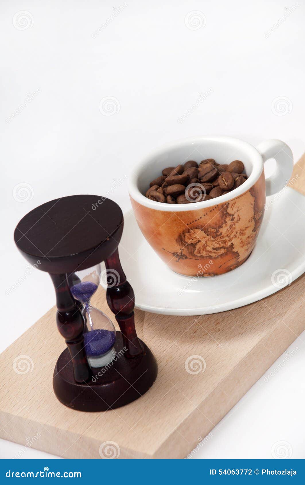 Hourglass and cup of coffe stock photo. Image of commercial - 54063772