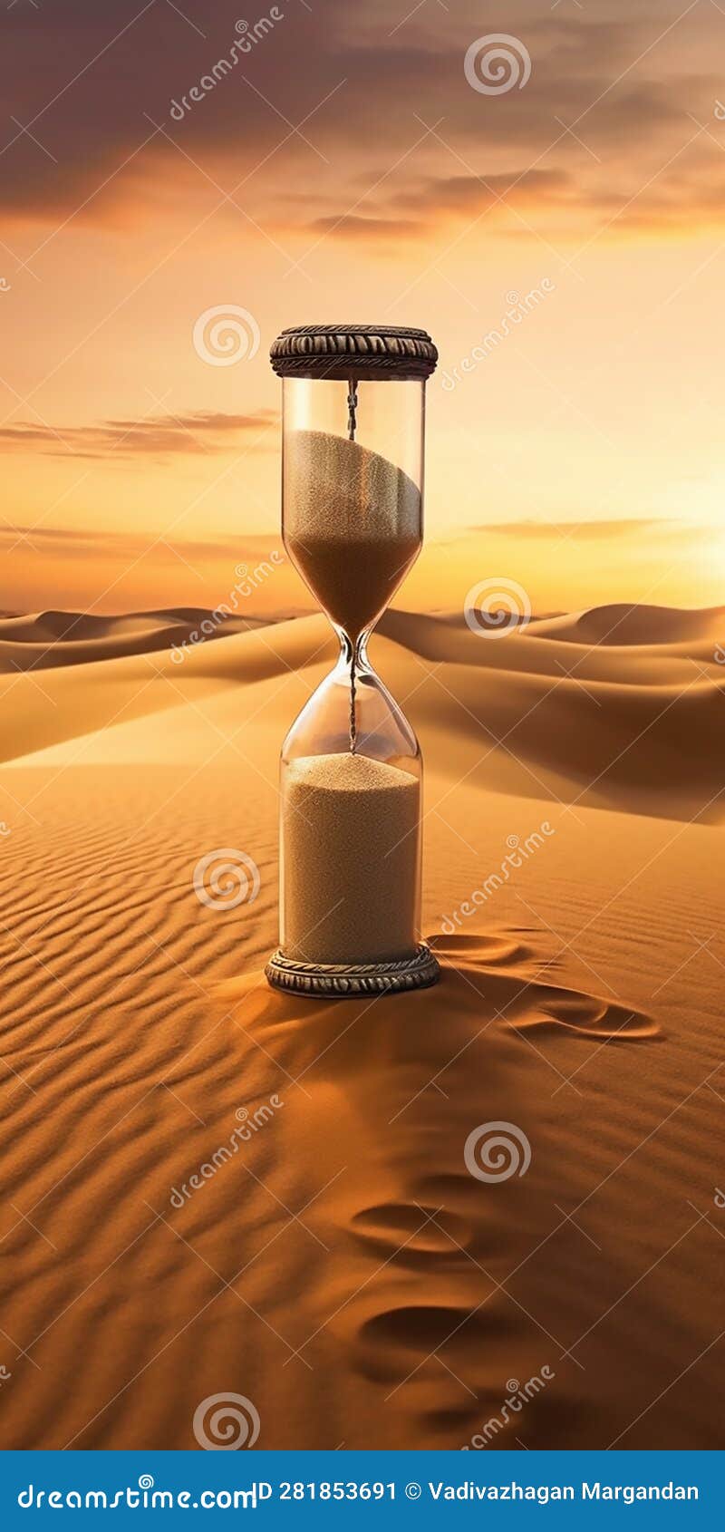 Hourglass on desert stock illustration. Illustration of instrument ...