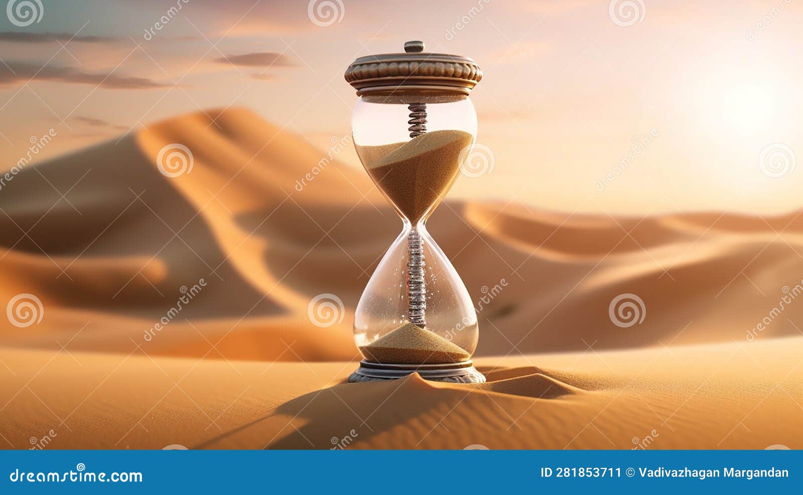 Hourglass on desert stock illustration. Illustration of creation ...