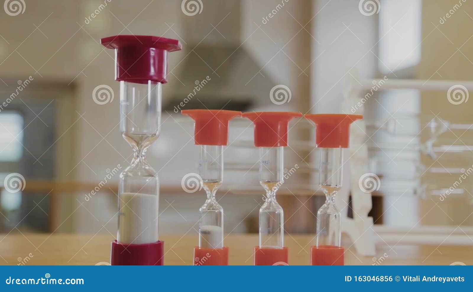 Hourglass of Different Sizes in a Science Laboratory. Stock Footage ...