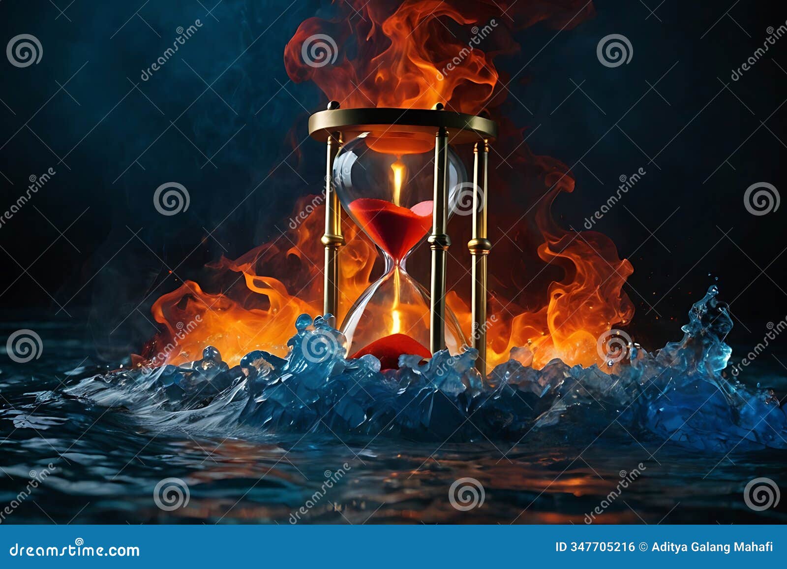 Hourglass of Elements: Fire, Water, Earth, Air, Generative AI Stock ...