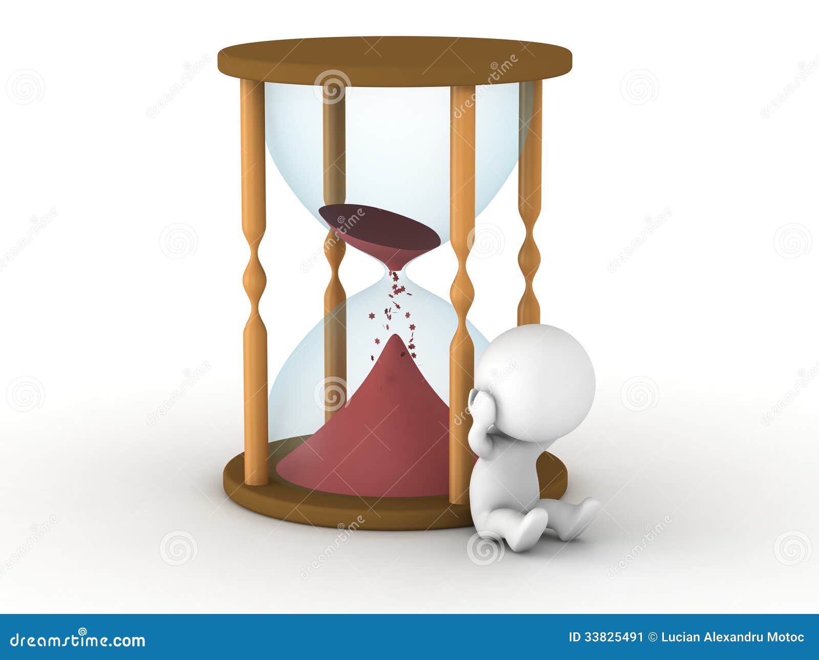 Hourglass almost Empty and Upset 3D Man Stock Illustration ...