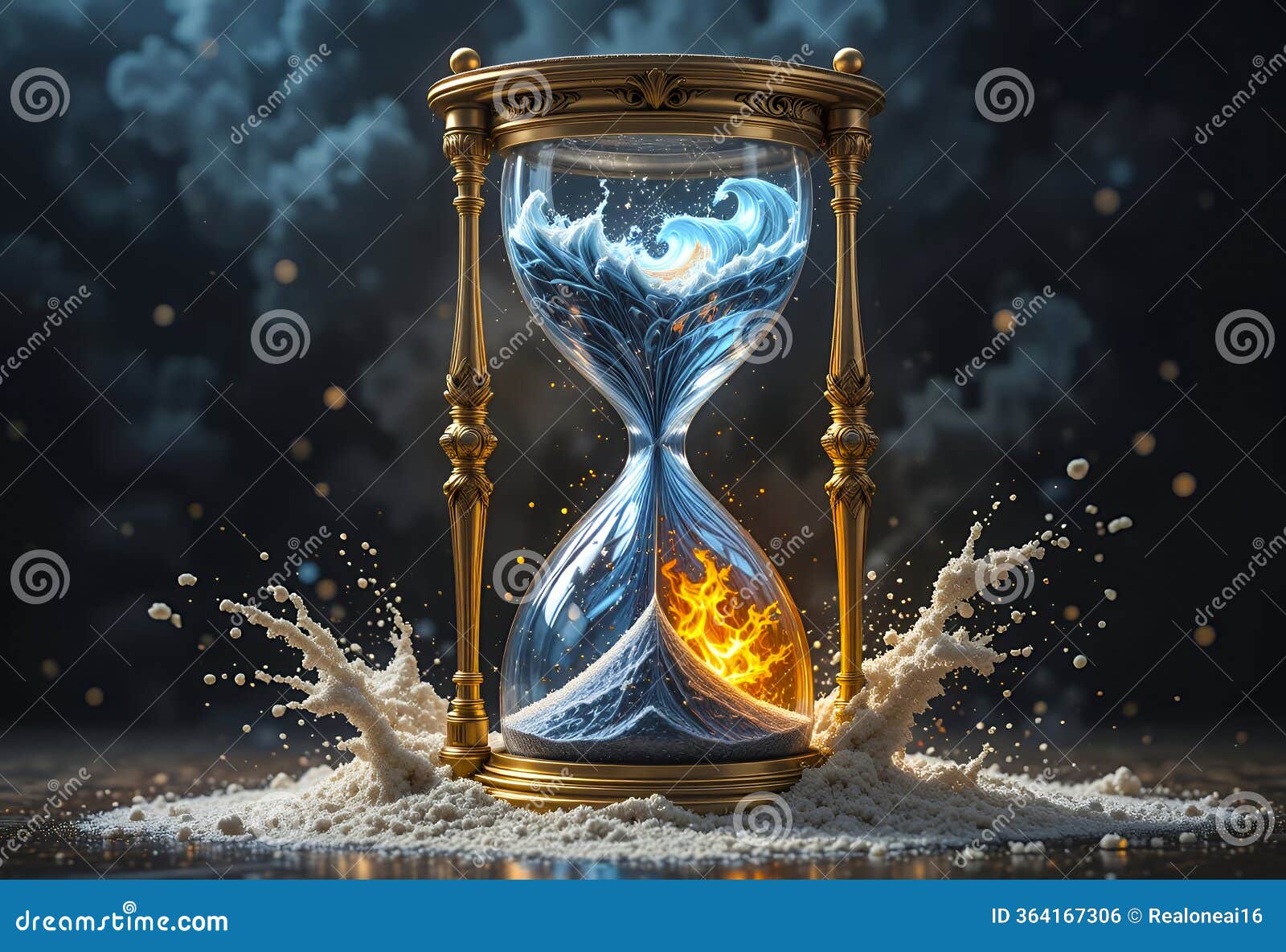 Ice And Fire Clash With Frozen Icy Blue And Molten Lava Textures Stock ...