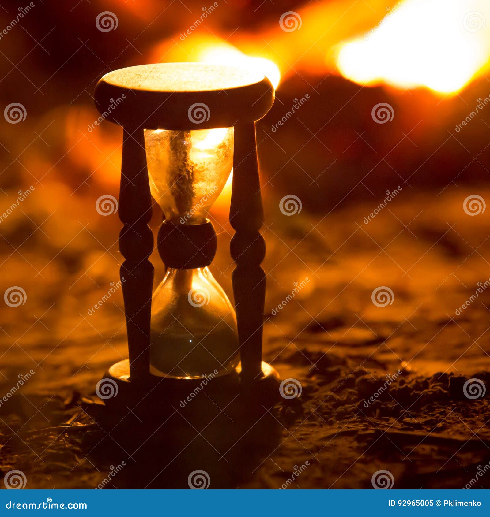 Hourglass and fire stock image. Image of blue, measurement - 92965005