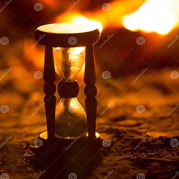 Hourglass and fire stock image. Image of blue, measurement - 92965005