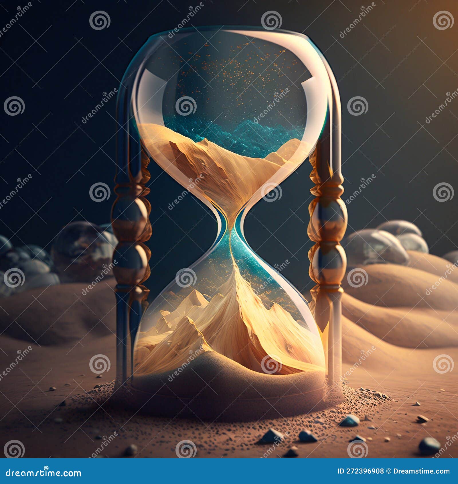 Hourglass Flow of Time and Space. Generative AI Stock Illustration ...