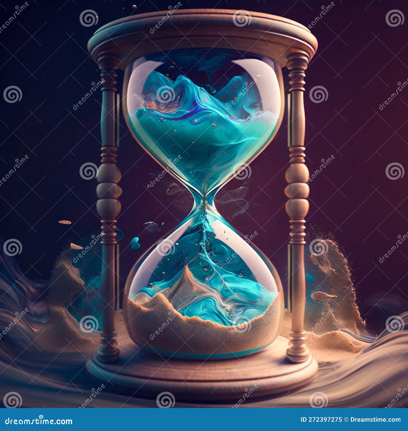 Hourglass Flow of Time and Space. Generative AI Stock Illustration ...