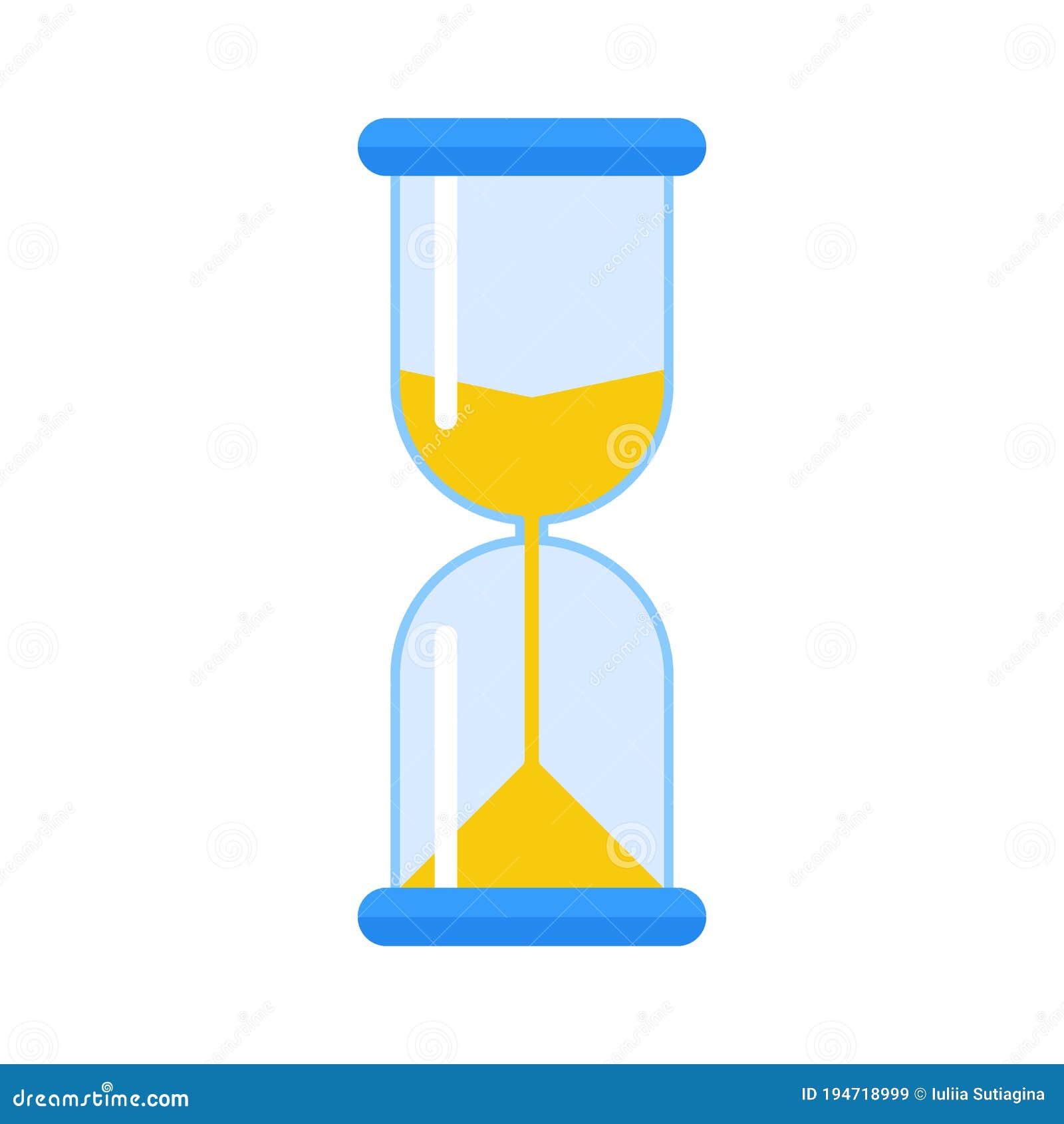Hourglass In Glass Flask Countdown Deadline Time Concept Vector Flat Illustration Stock