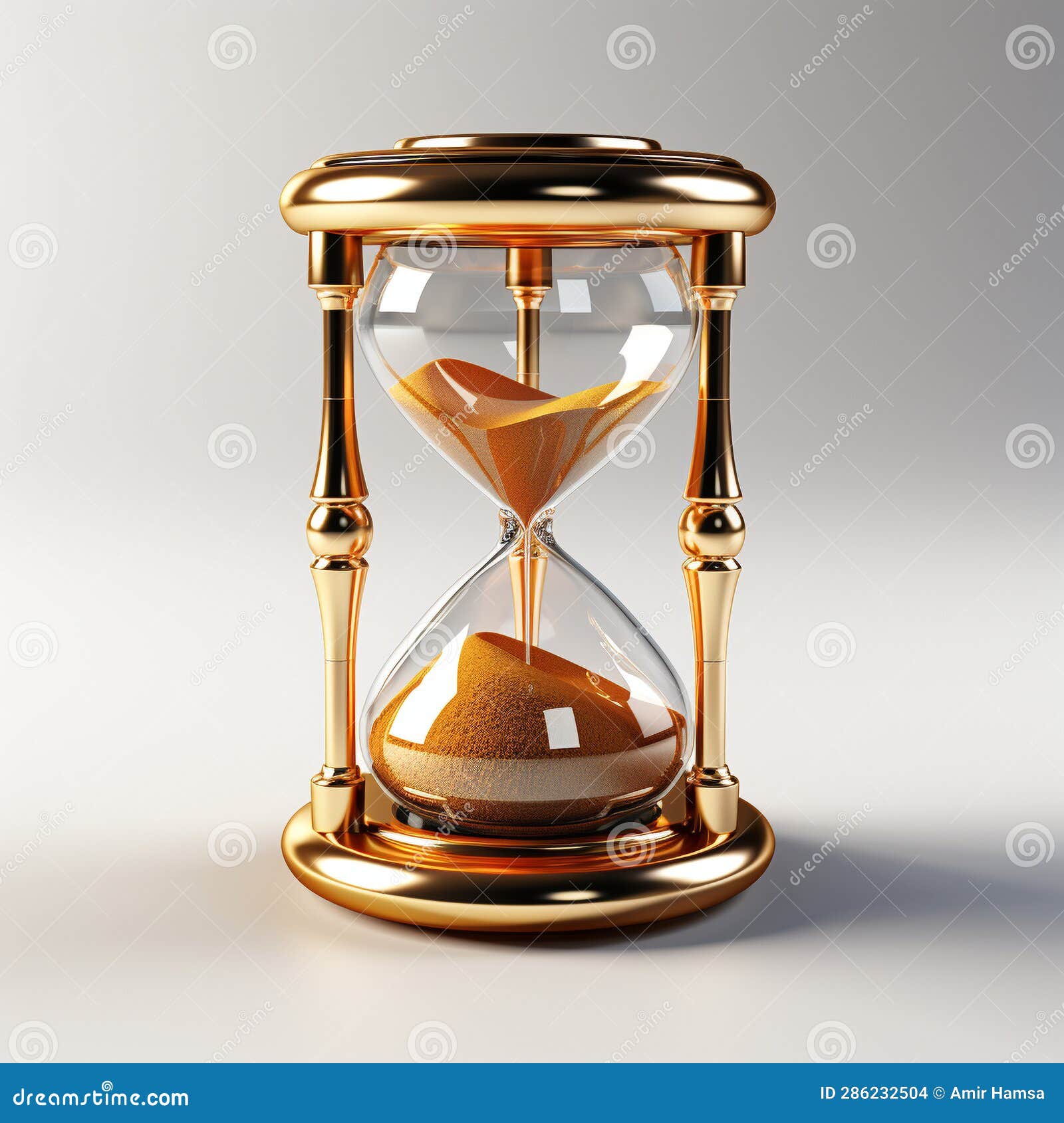 Hourglass in gold color stock illustration. Illustration of concept ...