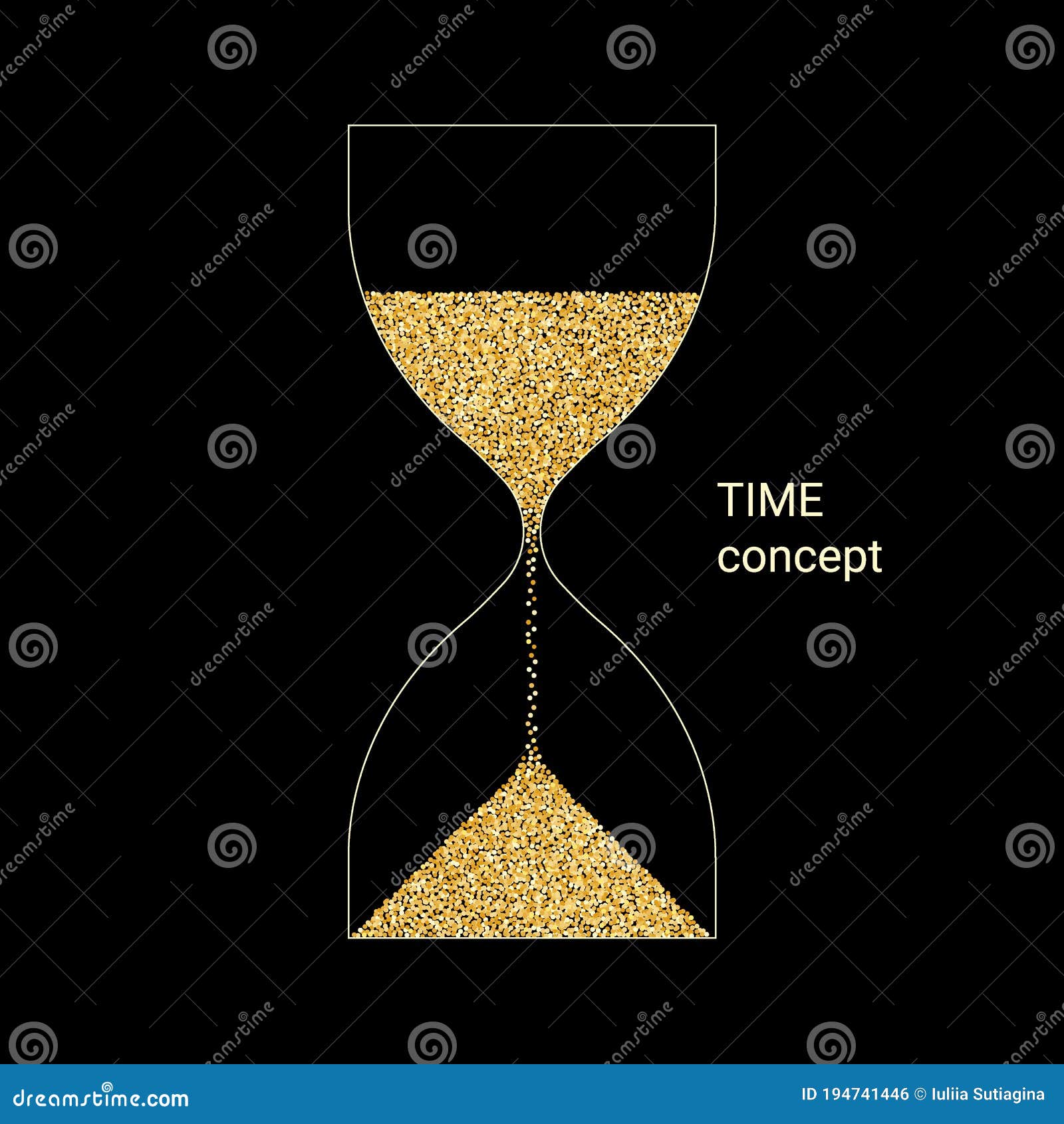 Hourglass From Gold Light Particles. Countdown, Flowing Time Concept ...