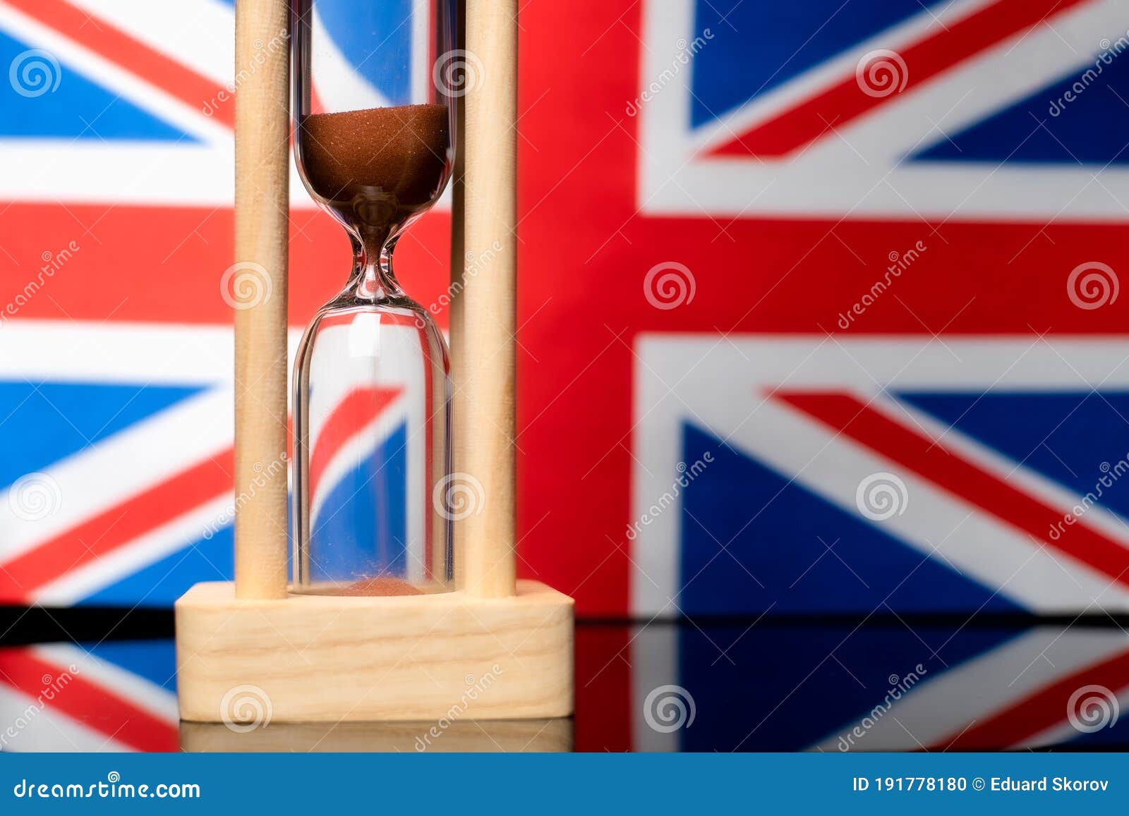 Hourglass and Great Britain Flag, Soft Focus, Copy Space Stock Photo ...