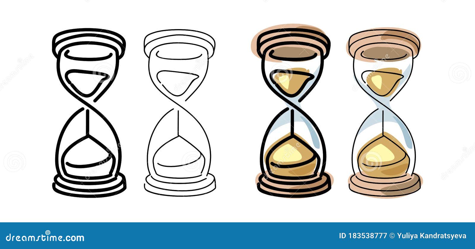 Hourglass Hand Drawing. Sandglass Vector Isolated on White. Stock ...
