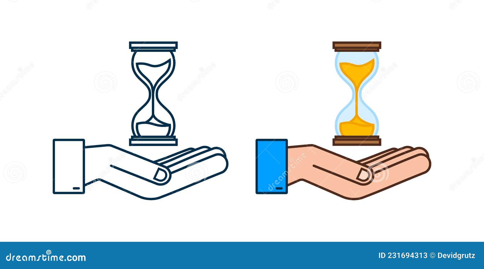 Timer, Sand Hourglass, Glass Clock Isometric Icon. 3d Line Art ...