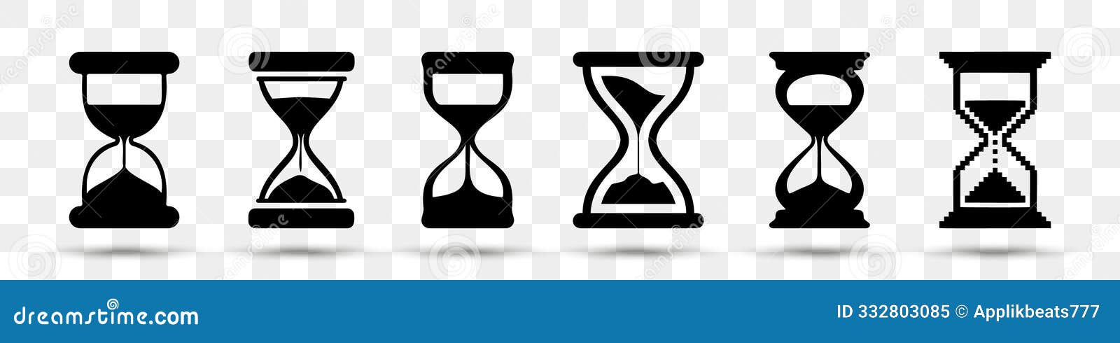 Hourglass Icons Collection With Shadow. Set Of Different Clock Icons ...