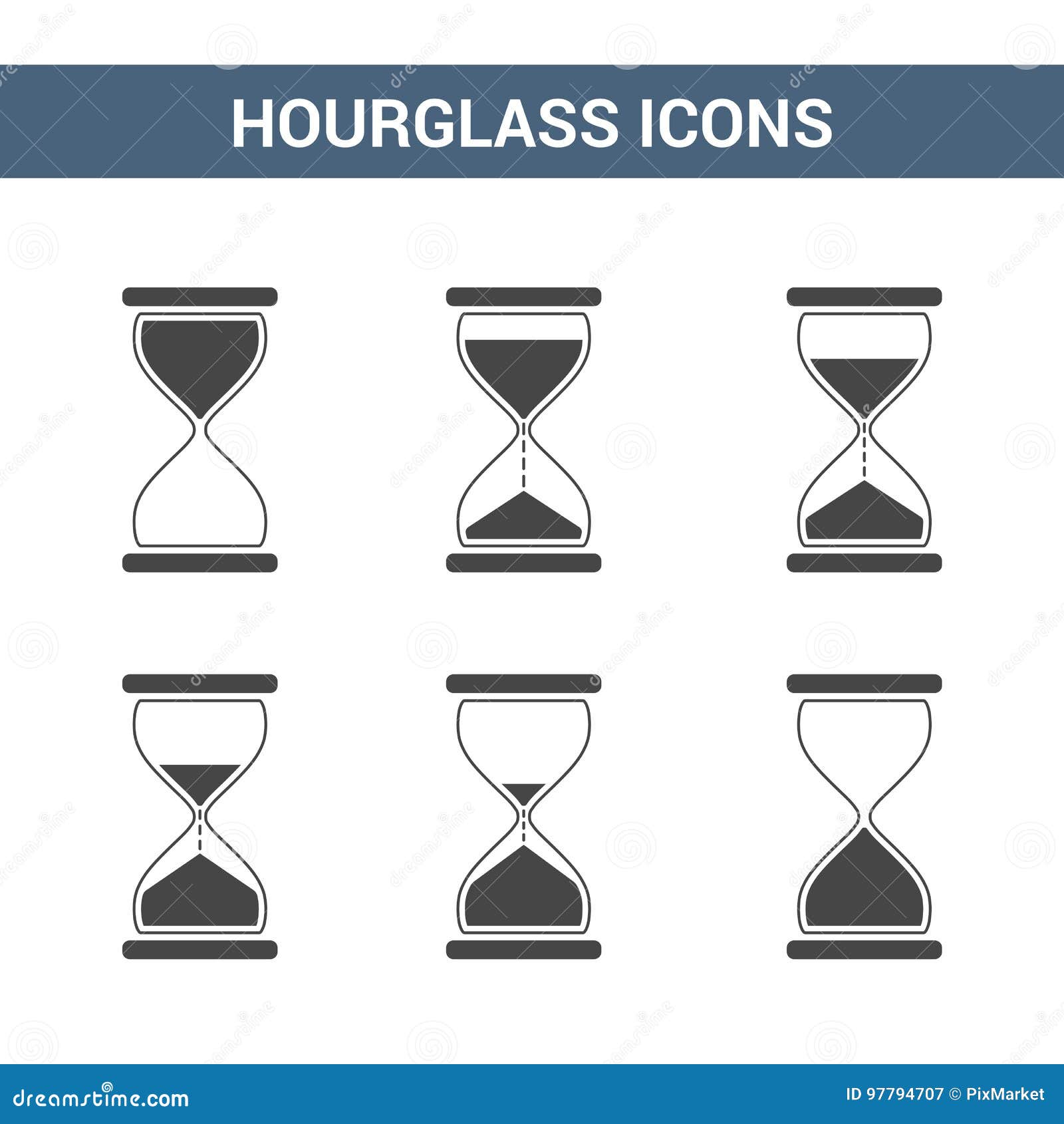 Hourglass Icons On Horizontal Menu Bars Cartoon Vector | CartoonDealer ...