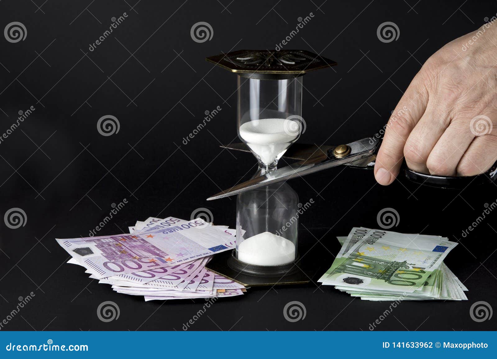 Hourglass with the Lock. Stop the Time Concept Stock Photo - Image of ...