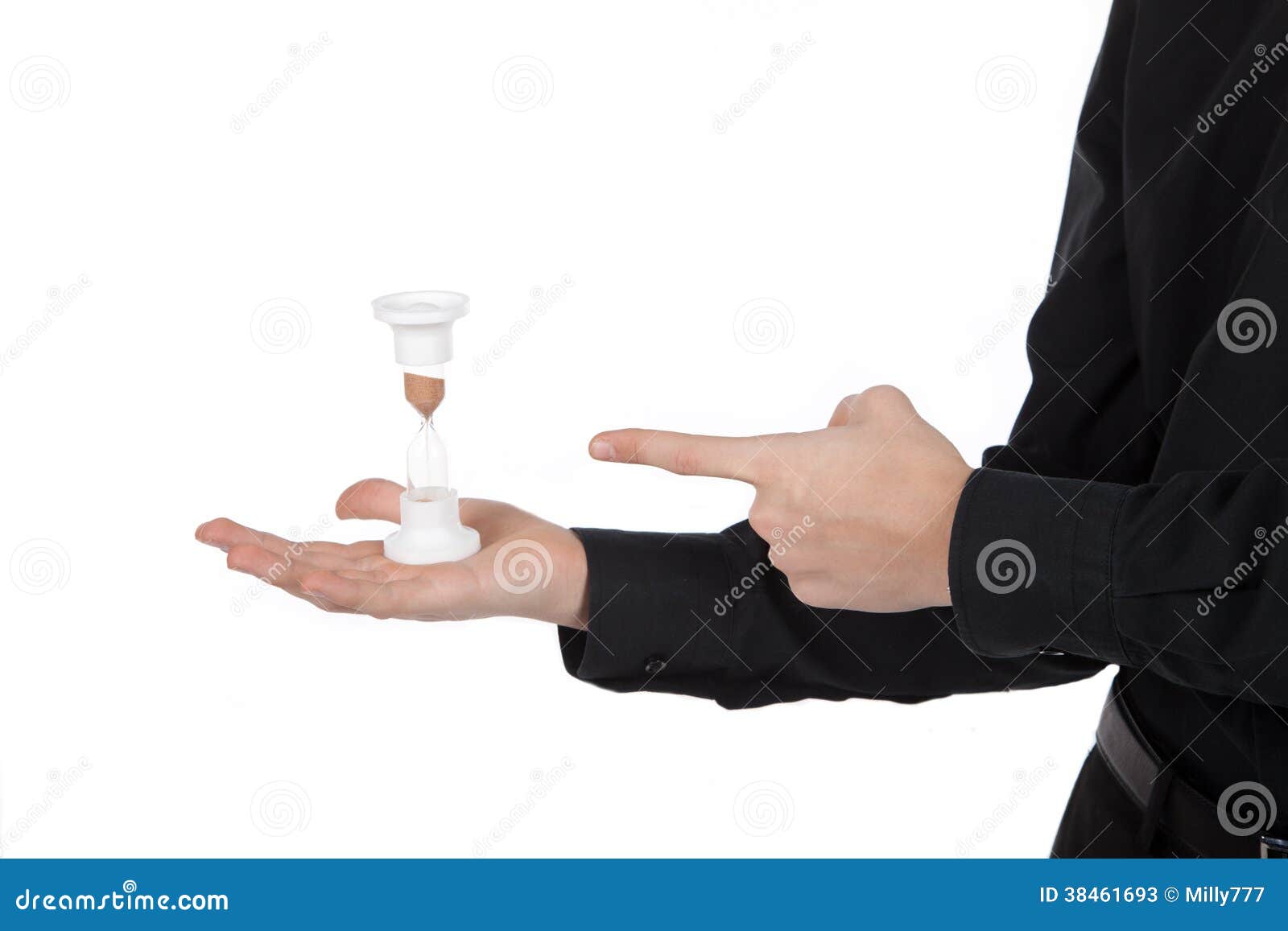 Hourglass in Male Hand on a White Background Stock Image - Image of ...