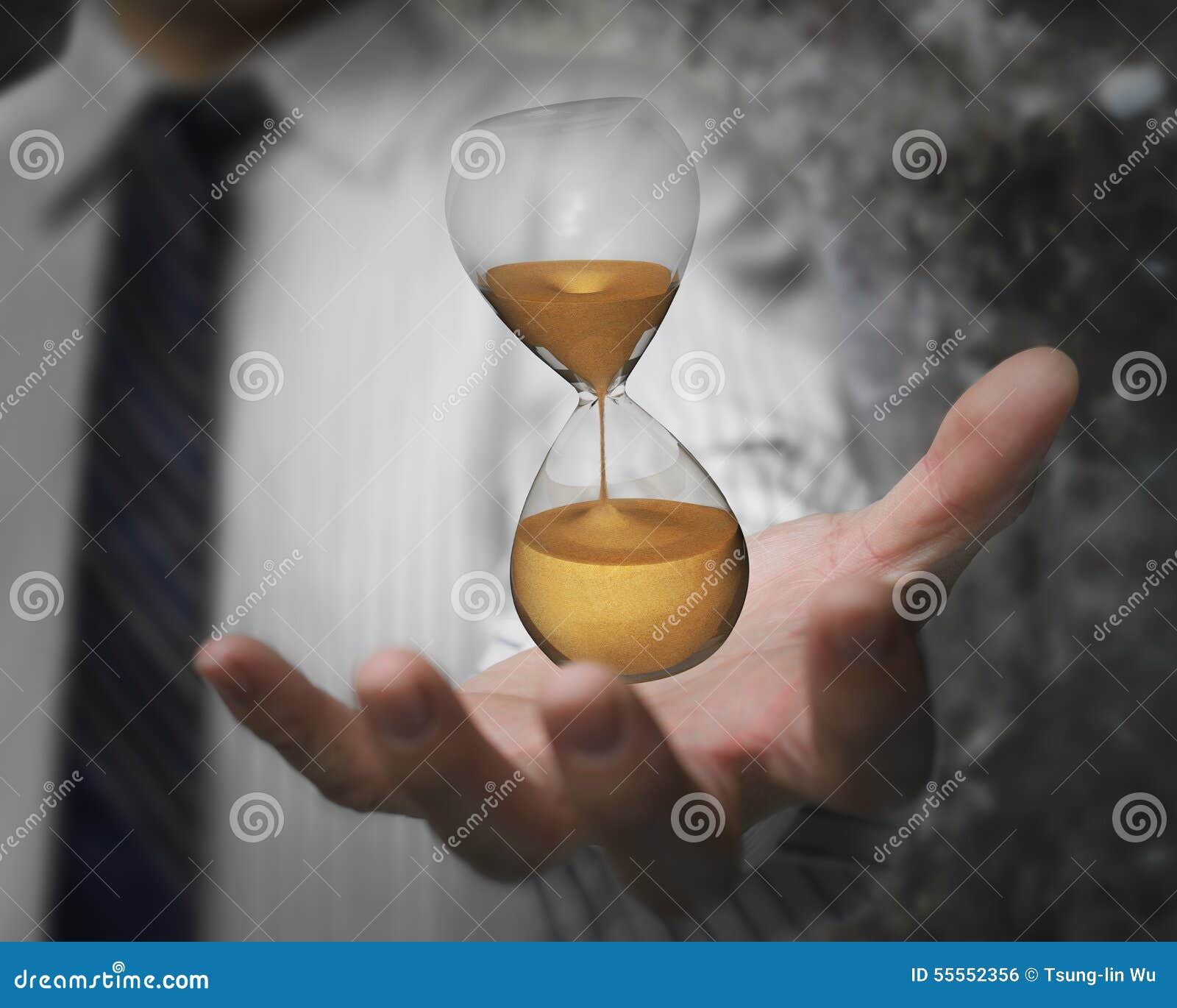 Hourglass in the Man S Hand Stock Photo - Image of golden, attention ...