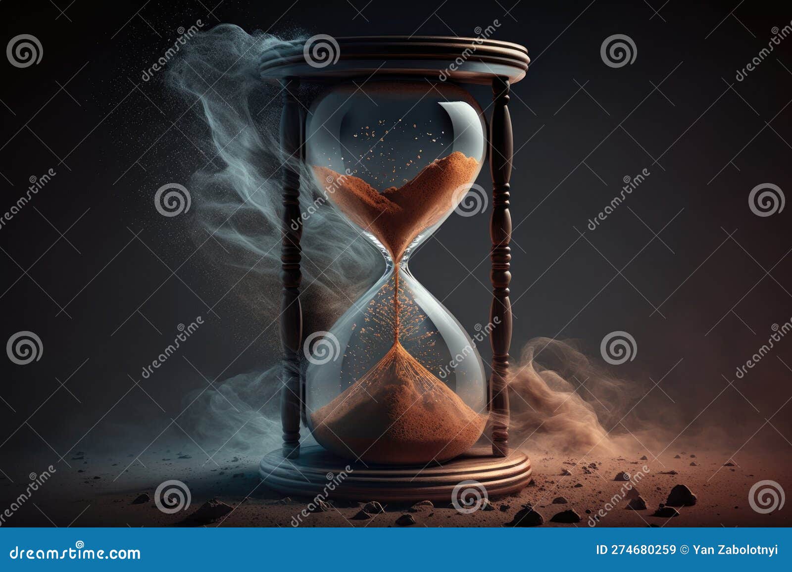 Hourglass Metal with Smoke on the Background of Space. Generative AI ...