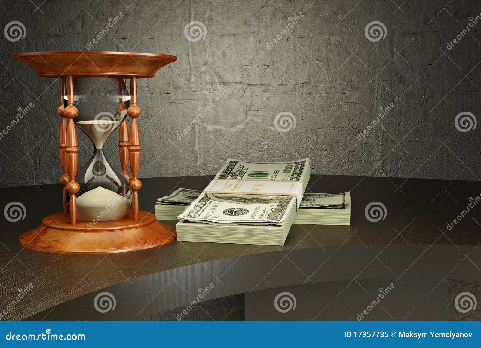 Hourglass and Money on the Desk. Stock Illustration - Illustration of ...