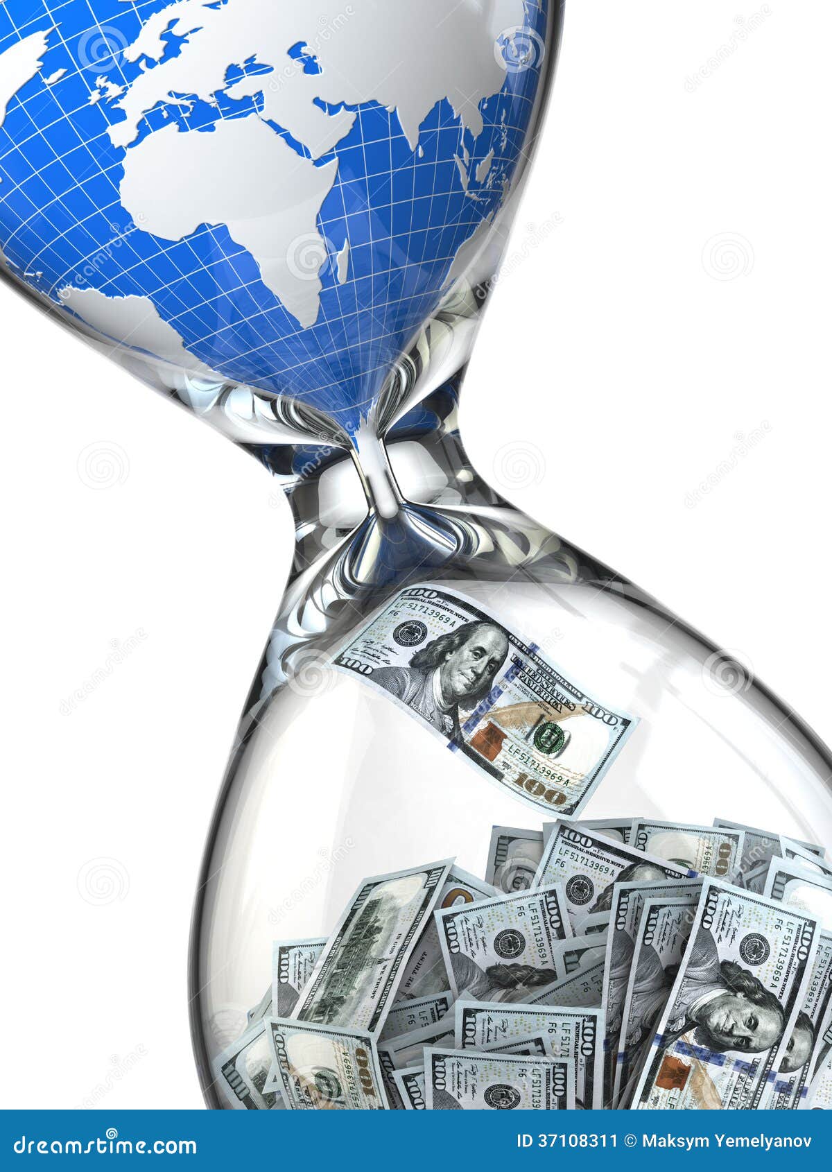 Hourglass, Money and Earth. Consumption of Natural Resources Stock ...