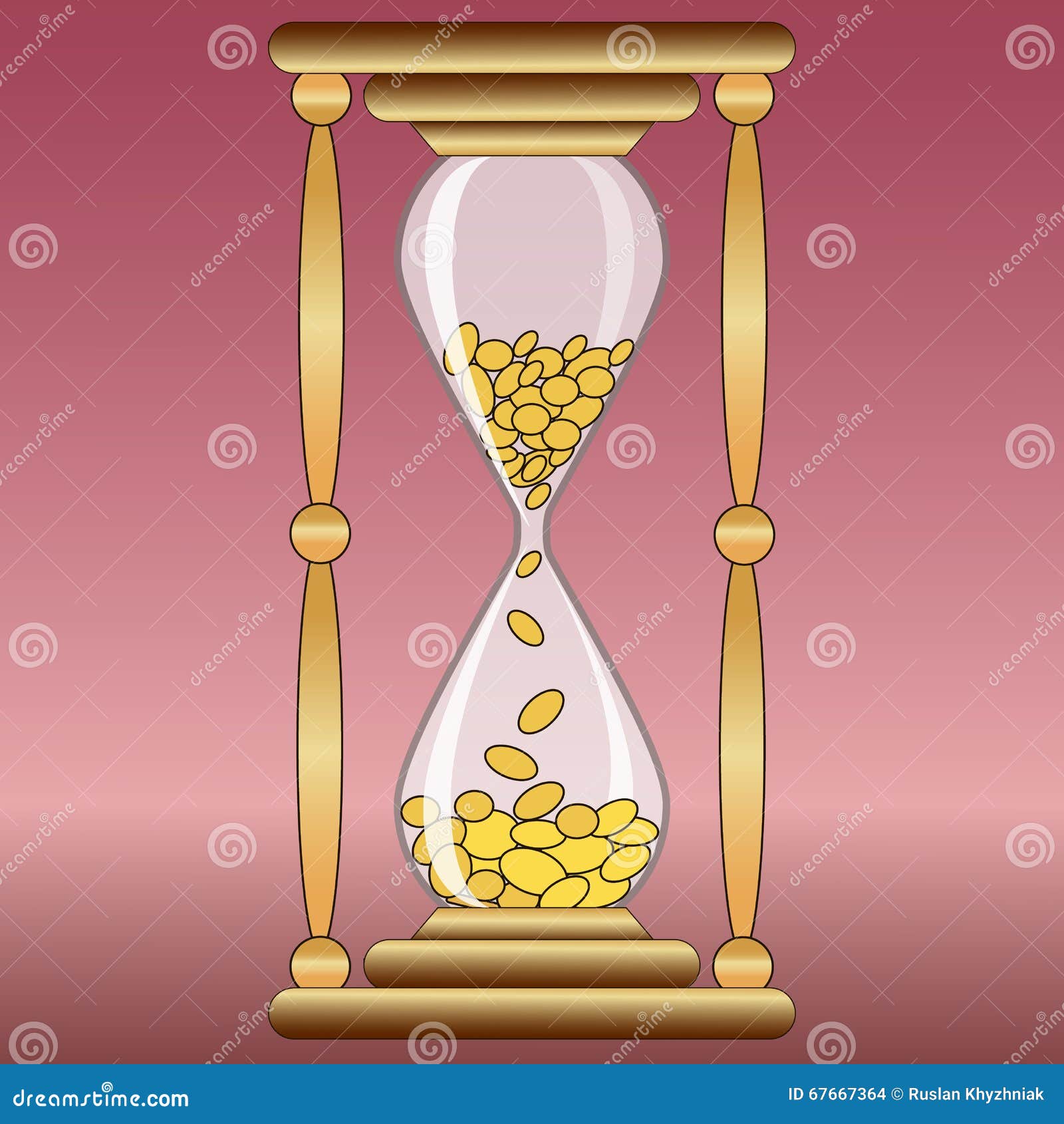 Hourglass with money stock vector. Illustration of invest - 67667364