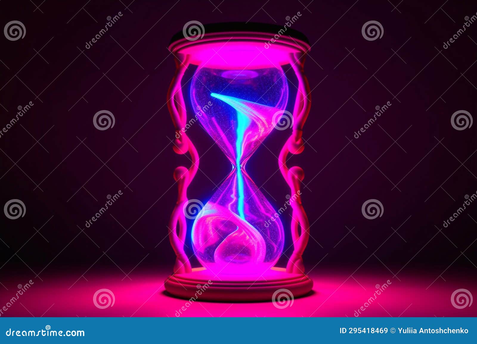 Hourglass with Neon Lighting. Waste of Time Stock Illustration ...