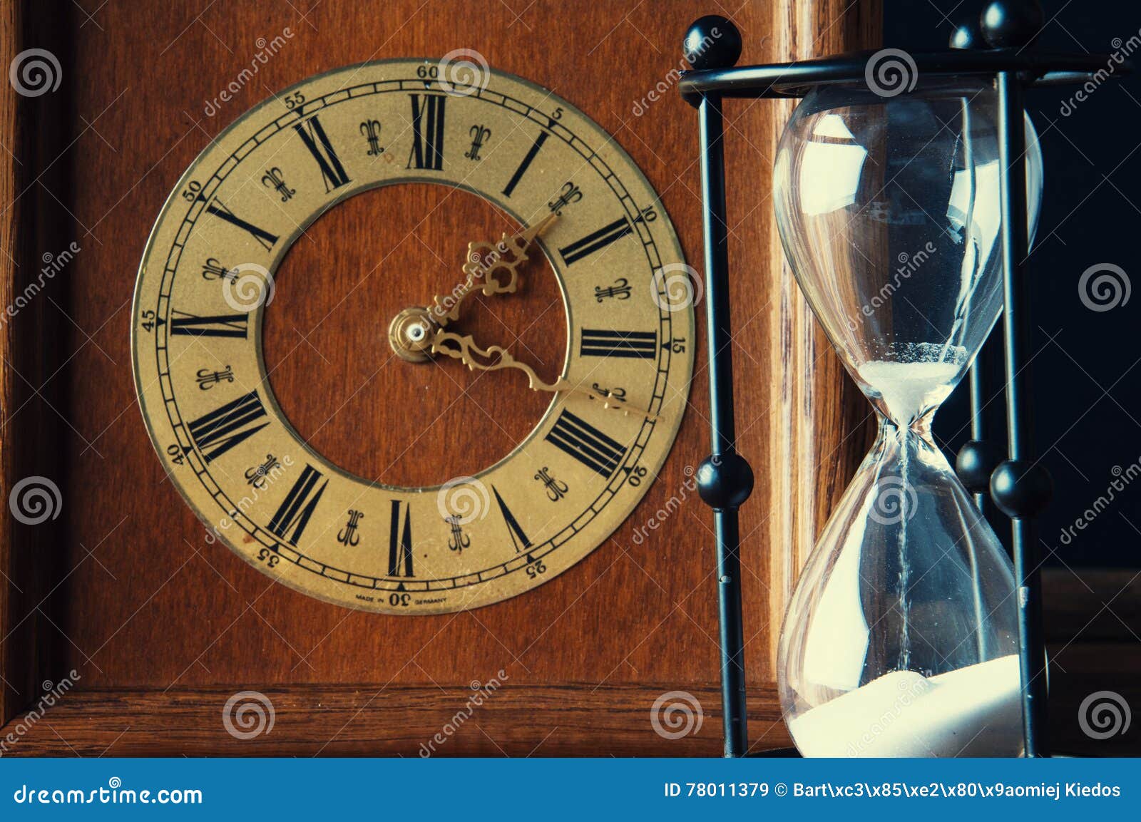 Hourglass and Old Vintage Clock Stock Image - Image of concept, timer ...