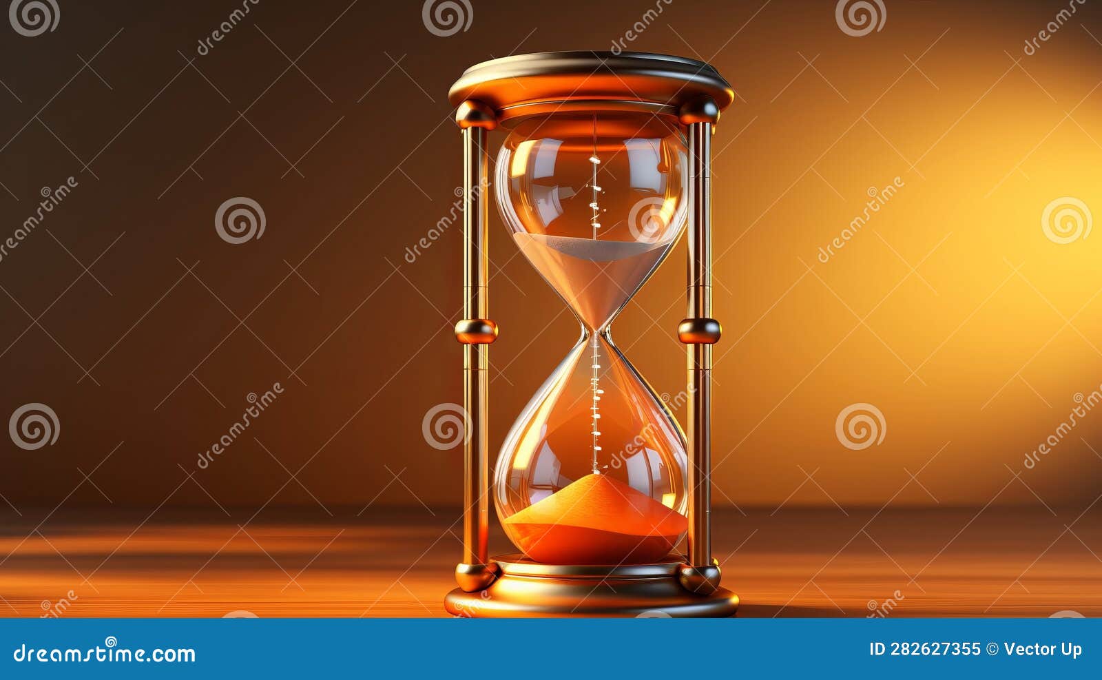 An Hourglass on an Orange Background. Generative AI. Stock Illustration ...