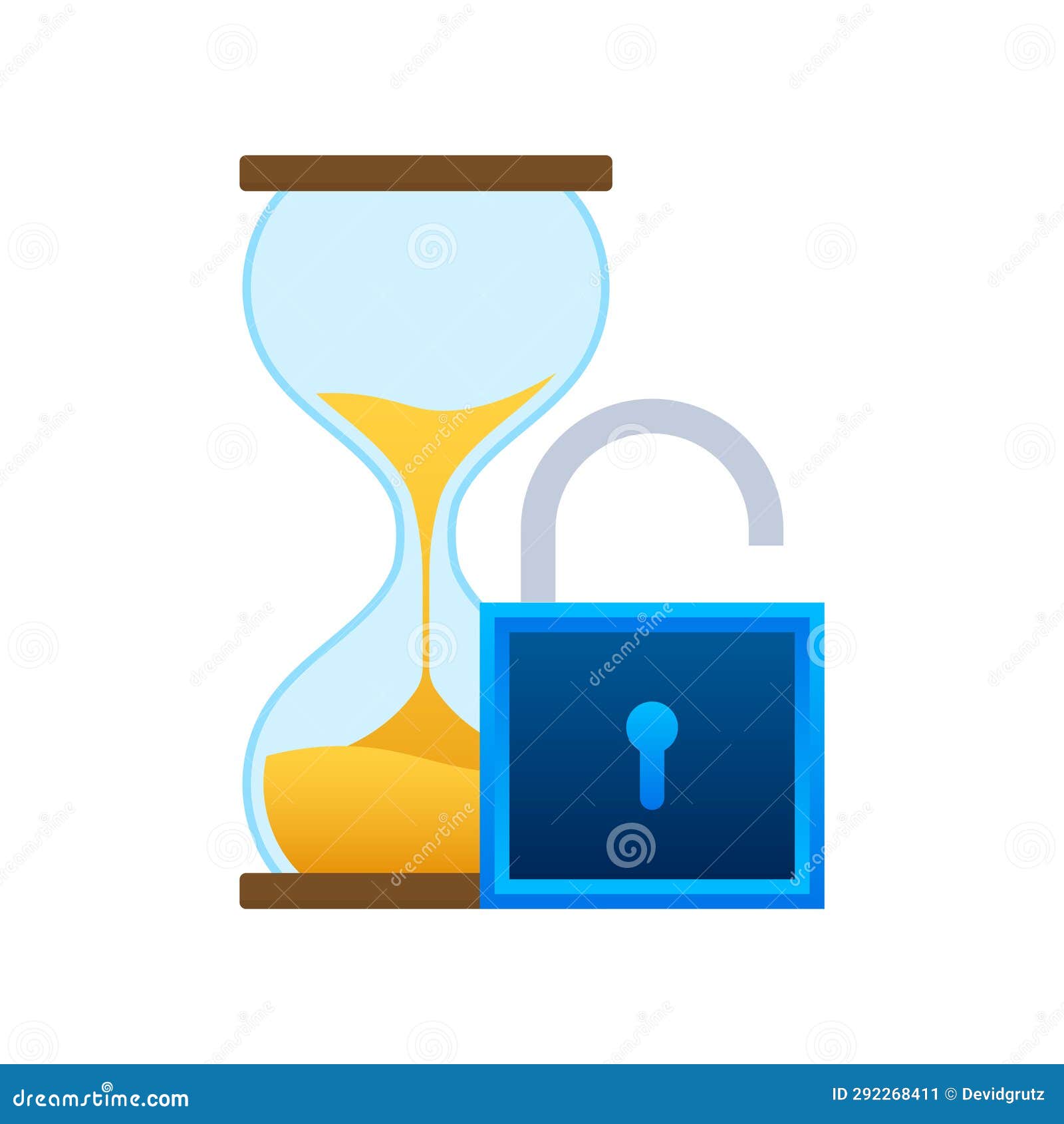 Hourglass with a Padlock. Clock with Lock. Security Time. Early Access ...