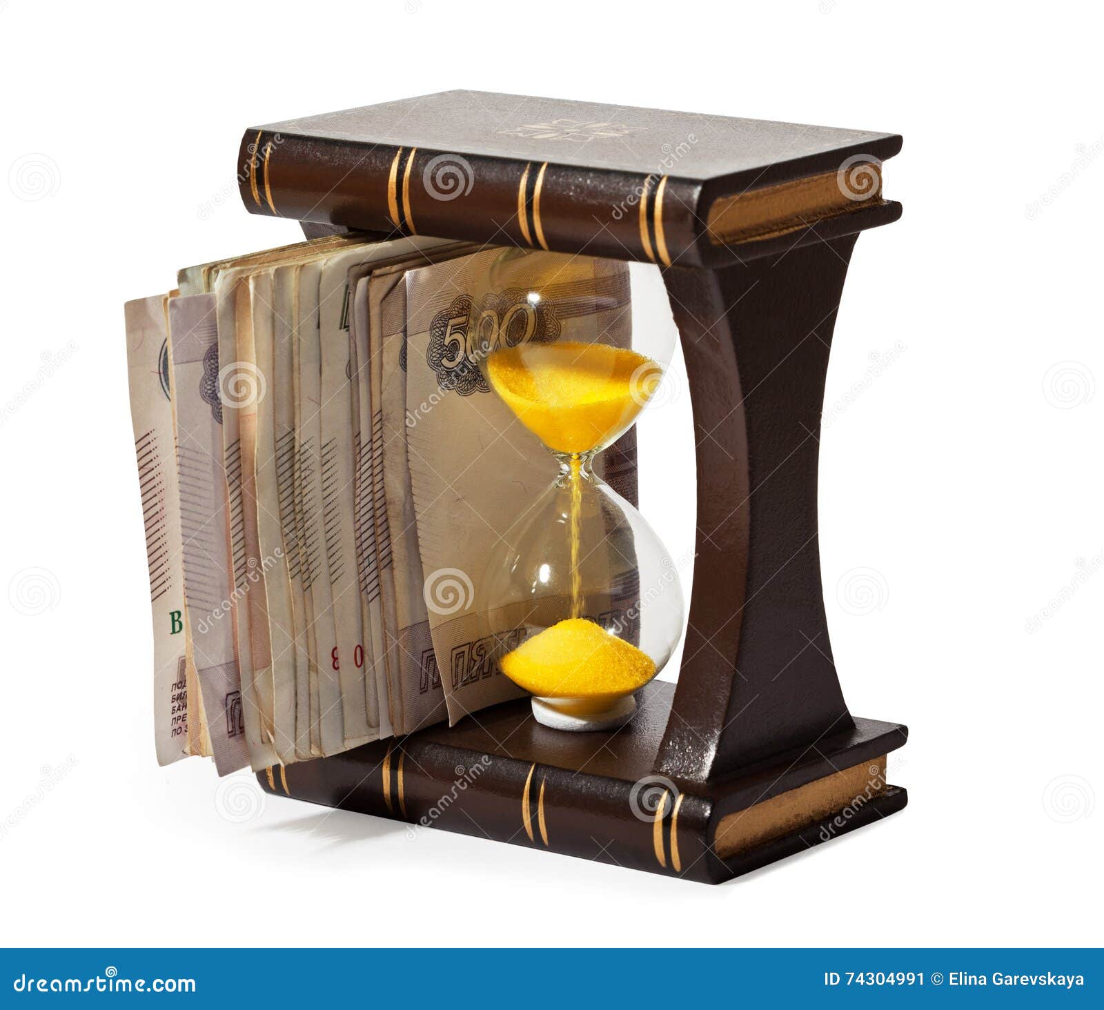 Hourglass and paper money stock image. Image of melt - 74304991