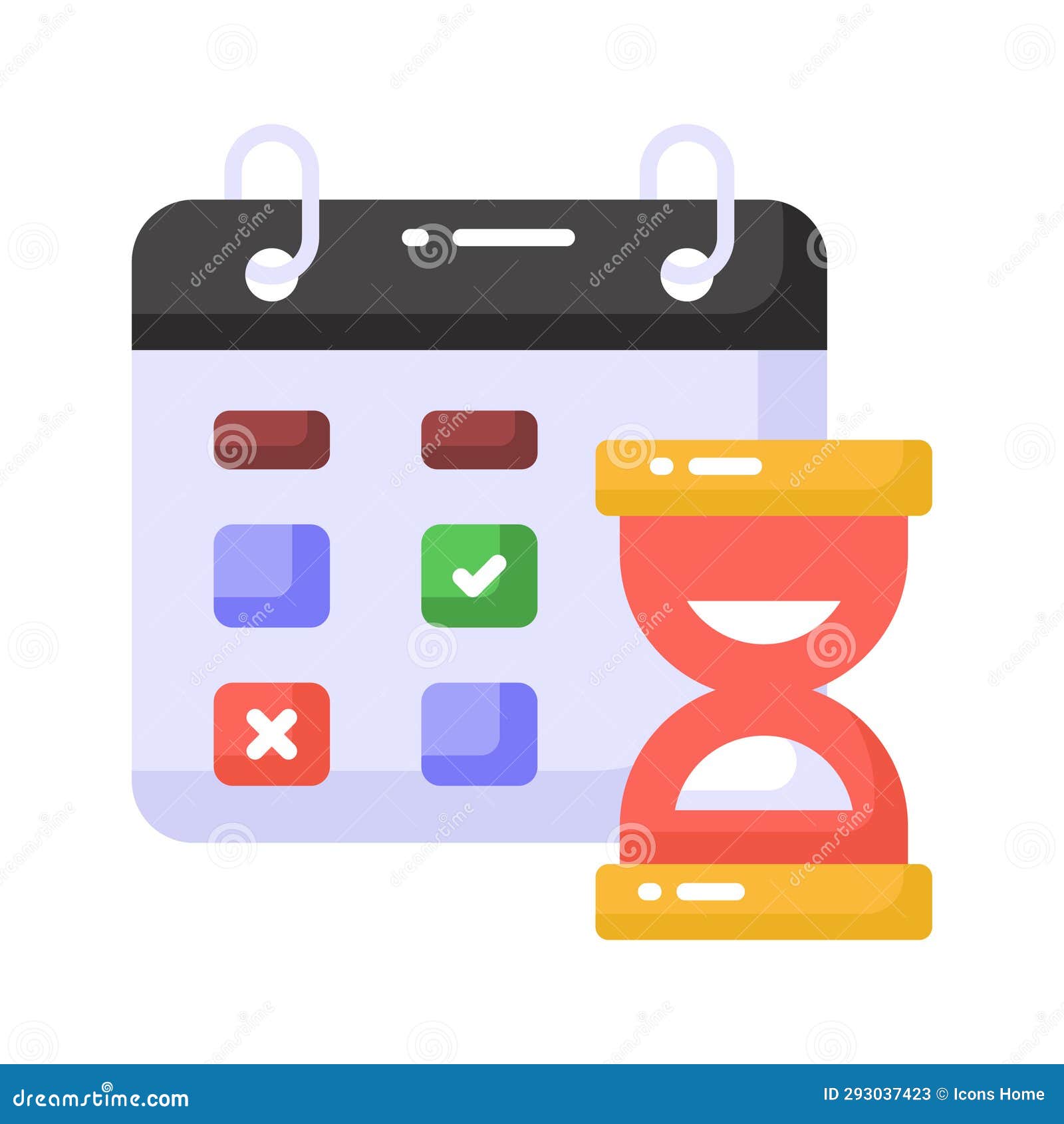 Hourglass with Planner Showing Concept Vector of Project Deadline, Time and Date Icon Stock ...