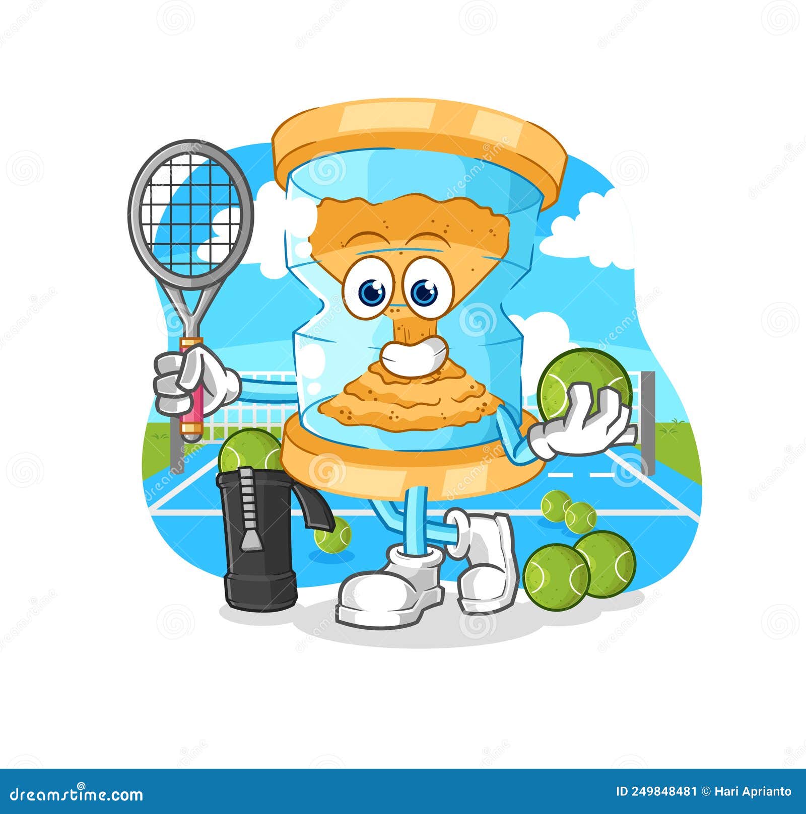 Hourglass Plays Tennis Illustration. Character Vector Stock Vector ...