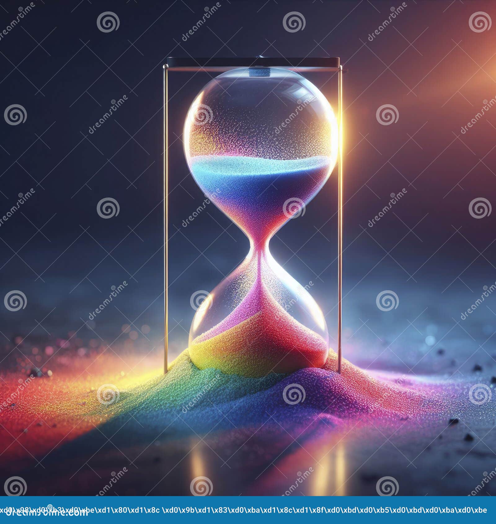Hourglass with Rainbow Colored Sand. Ai Generative Stock Illustration ...