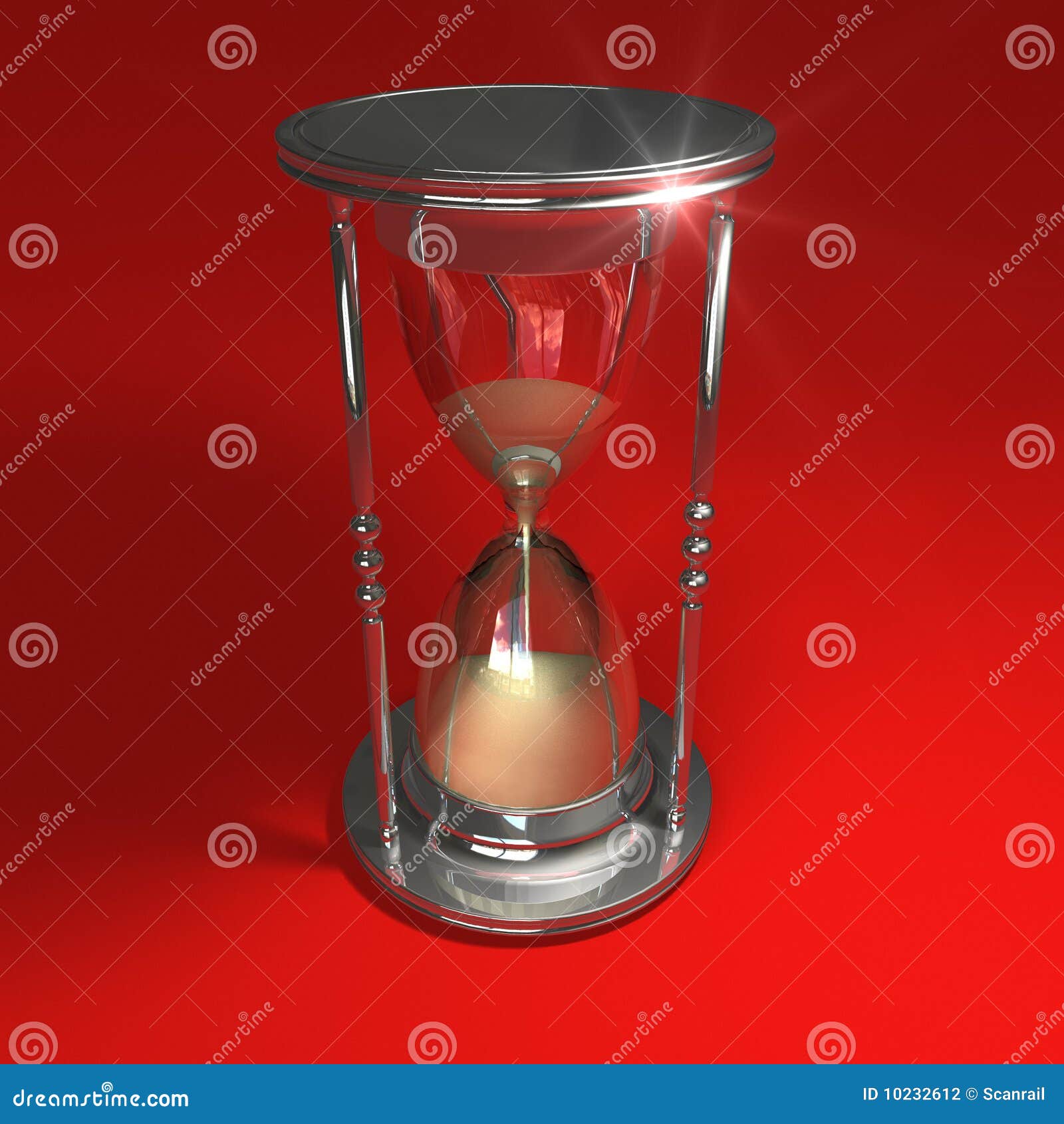 Hourglass on red stock illustration. Illustration of minute - 10232612