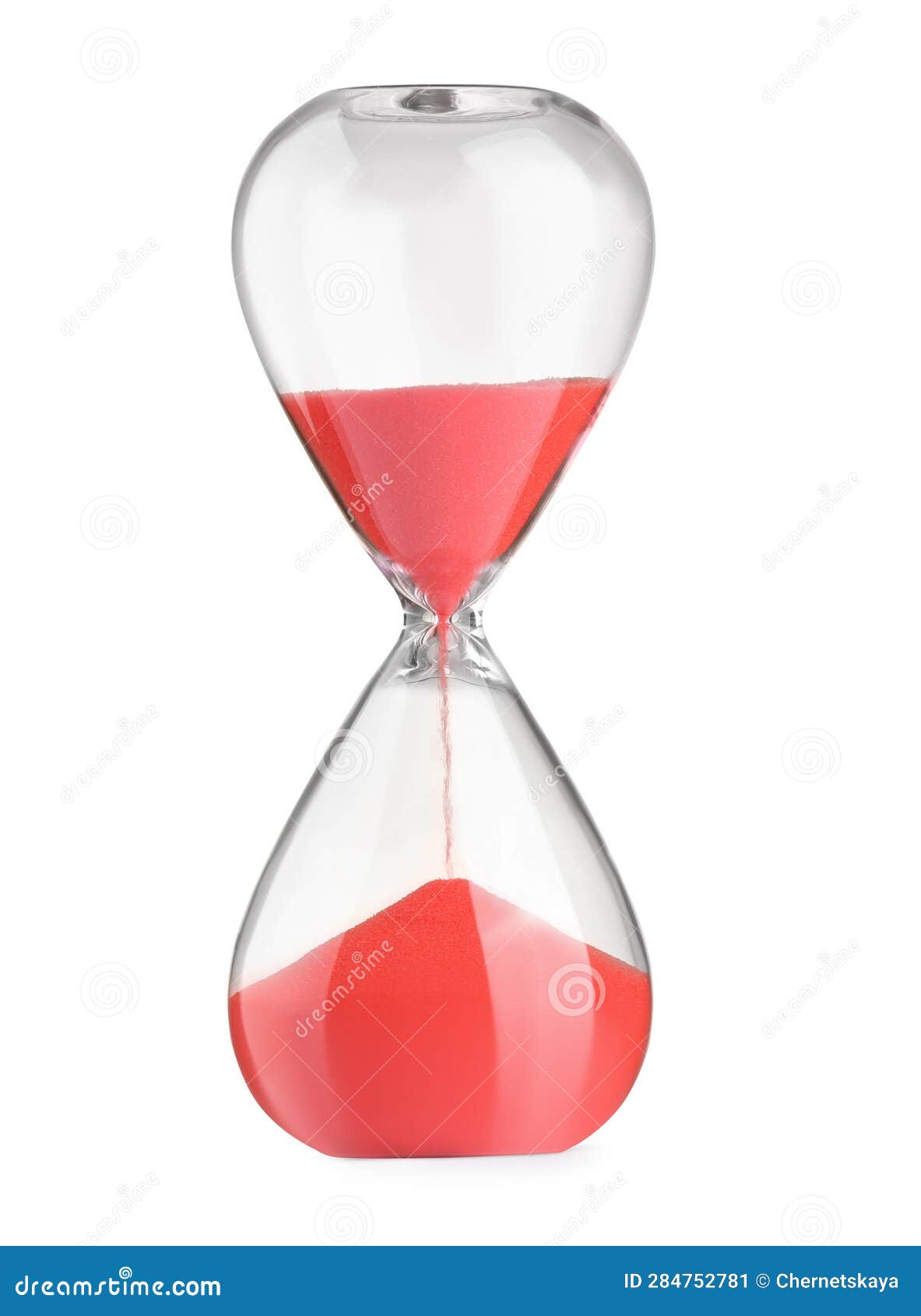 Hourglass with Red Flowing Sand Isolated on White Stock Image - Image ...