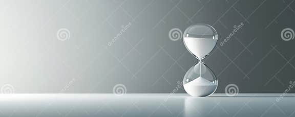 Hourglass on Reflective Surface with Grey Gradient Background. Time and ...