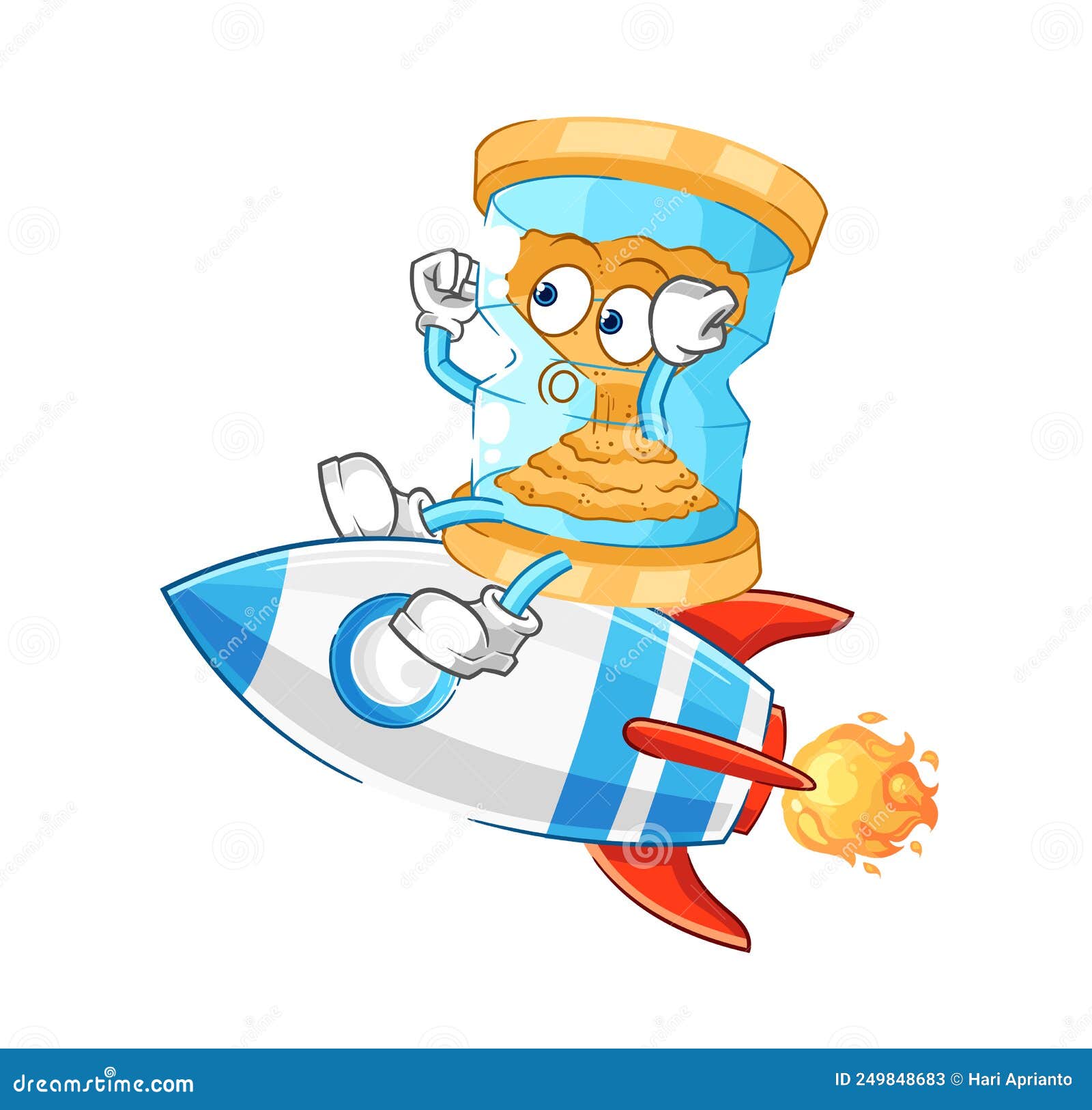 Hourglass Ride a Rocket Cartoon Mascot Vector Stock Vector ...