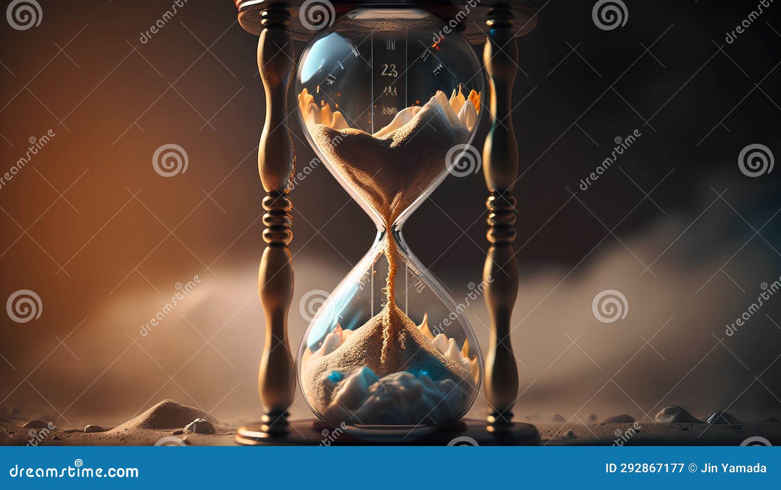 Hourglass with Sand Falling Down. Time Passing Concept Stock ...