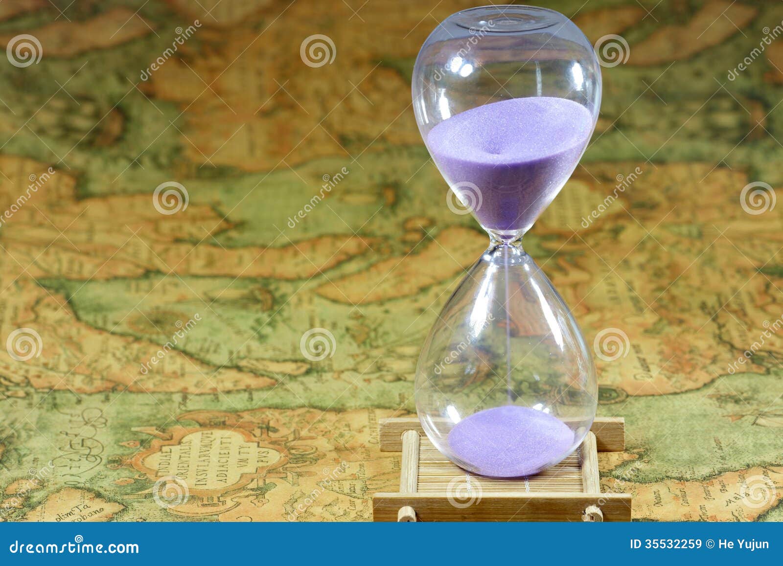 Hourglass, Sandglass, Sand Timer, Sand Clock On Old Treasure World Map ...